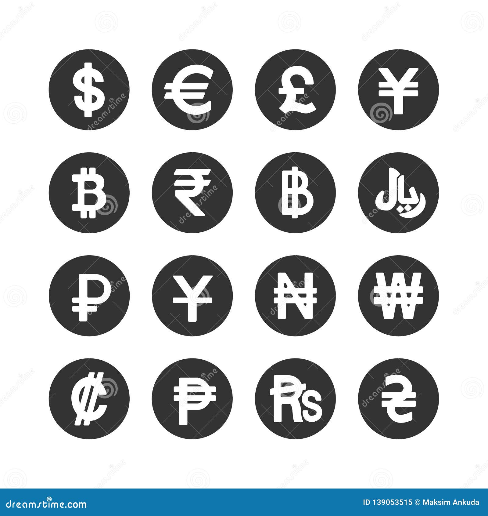 Vector Image of Set of Currency Icons Stock Illustration - Illustration ...
