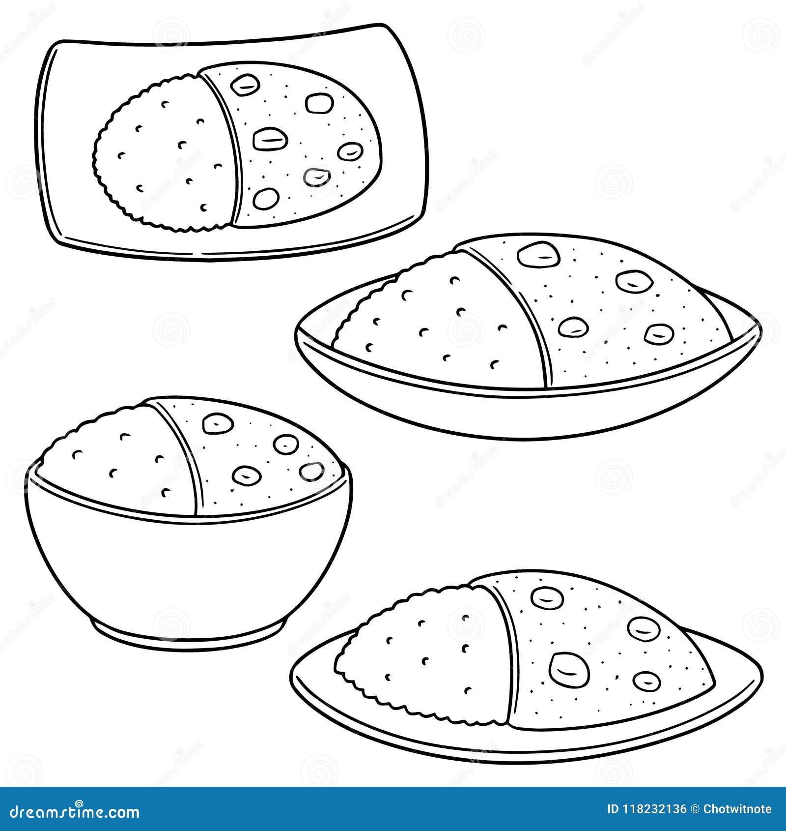 Vector set of curry rice stock vector. Illustration of culture - 118232136