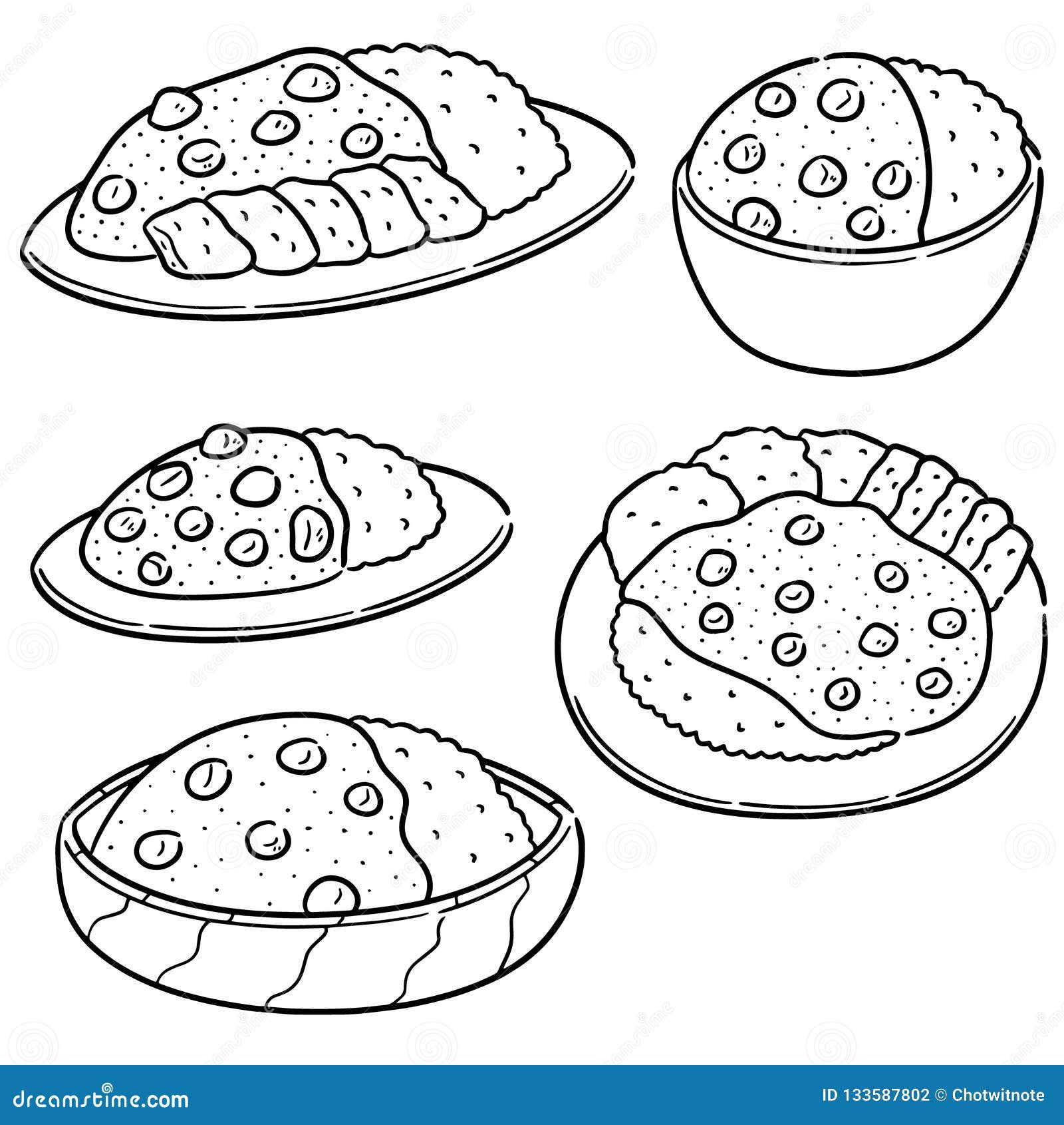 Vector set of curry rice stock vector. Illustration of culture - 133587802