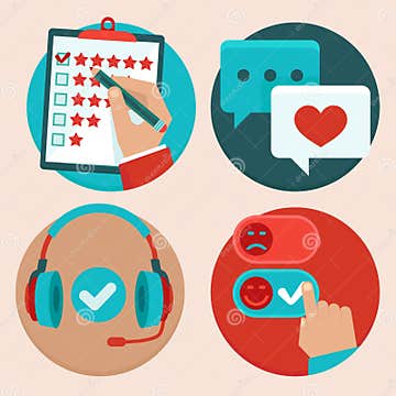 Vector Set of Customer Service in Flat Style Stock Vector ...
