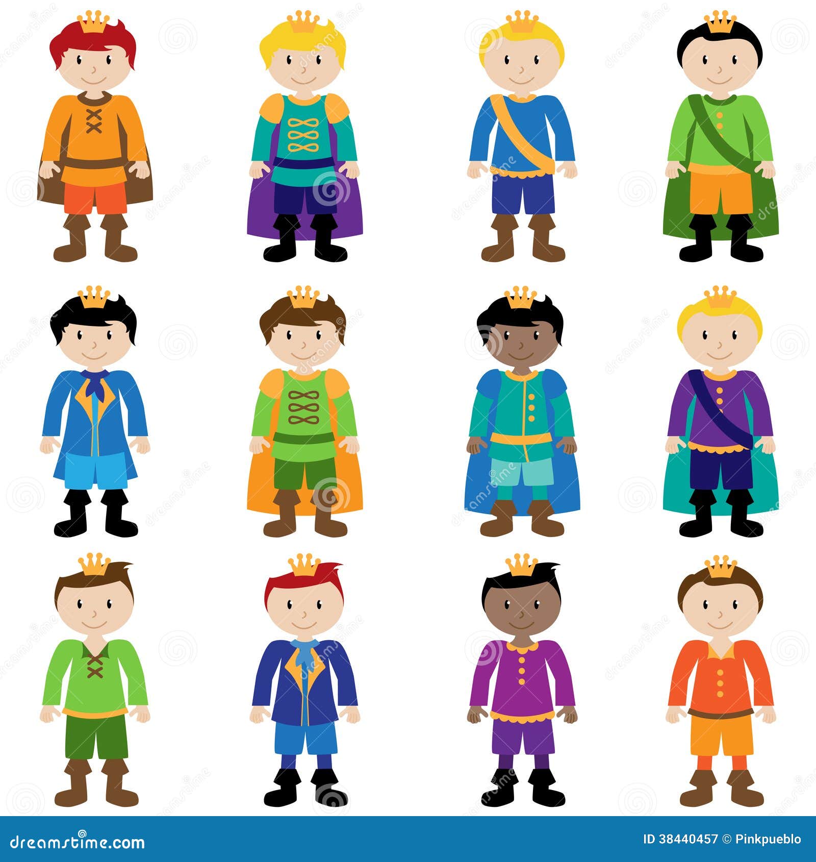 Vector Set of Cute Cartoon Princes Stock Vector - Illustration of ...