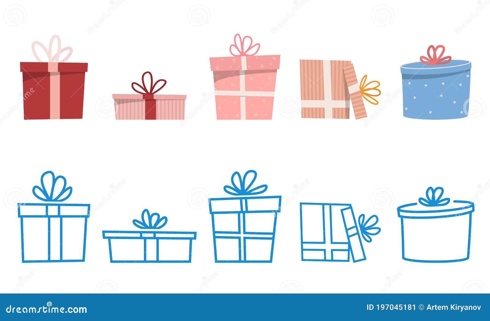 Vector Set of Cute Gift Boxes in Pastel Colors Stock Vector ...