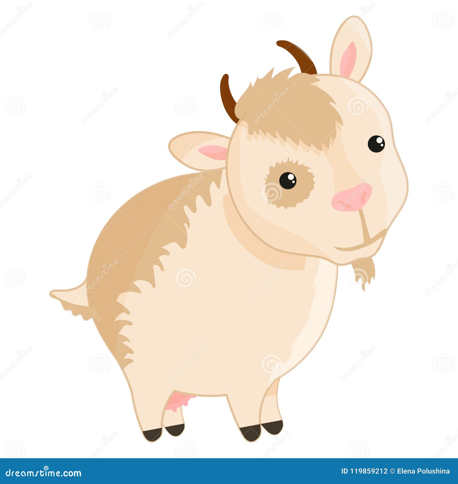 Vector Set of Cute Goats on White Background. Goats Made in Cartoon ...