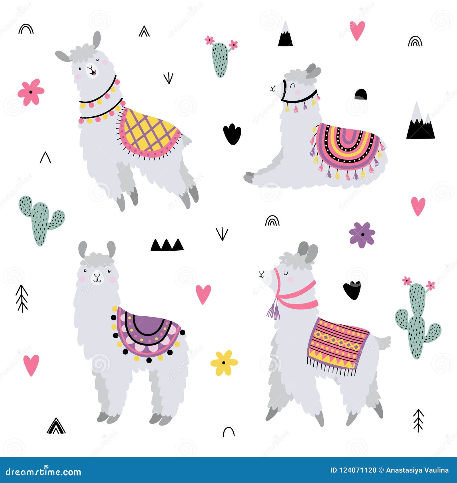 Cute Lamas With Funny Quotes Vector Illustration | CartoonDealer.com ...