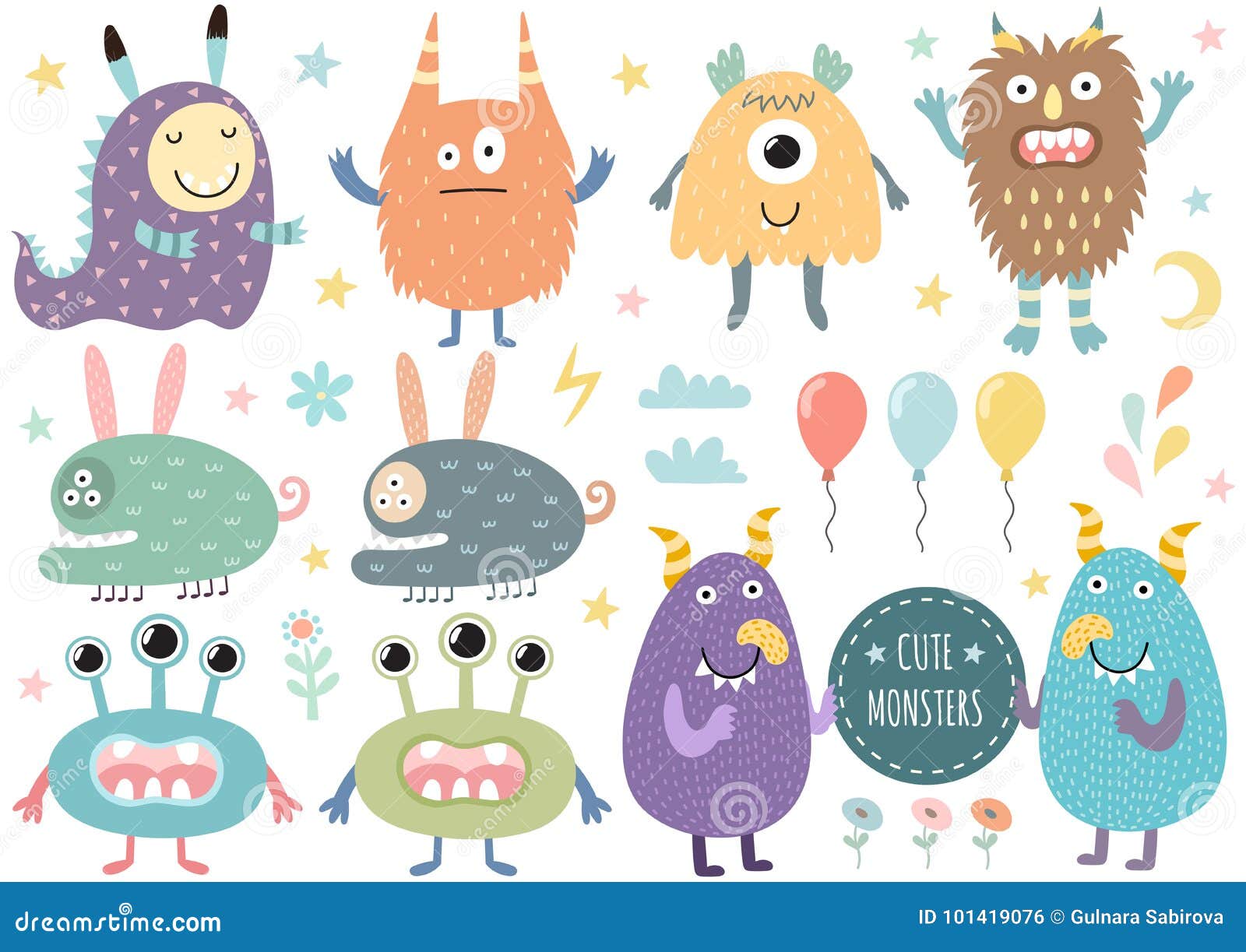 Cute Monsters Seamless Texture. Vector Illustration | CartoonDealer.com ...