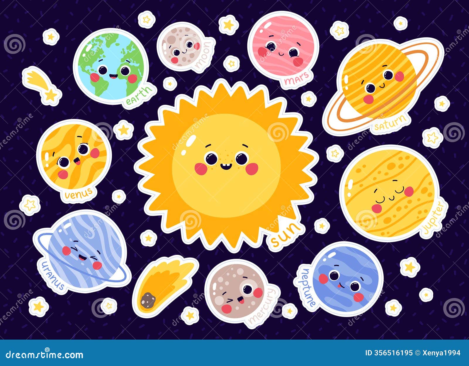 Cute Solar System Vector Illustration | CartoonDealer.com #83440156