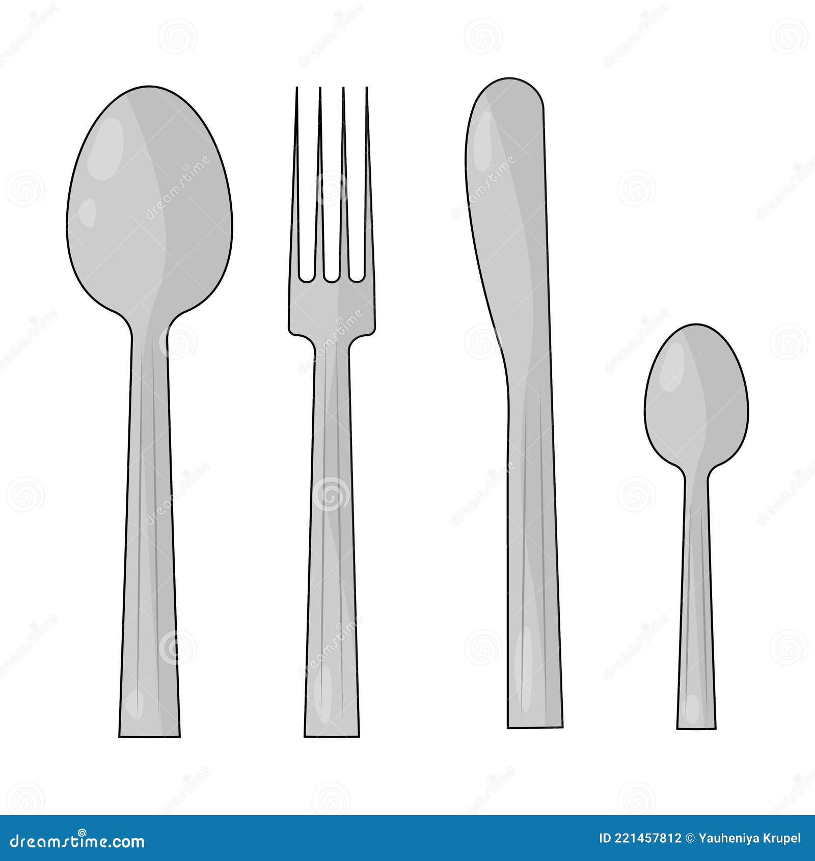 Vector Set of Cutlery Illustration in Flat Style Stock Vector ...