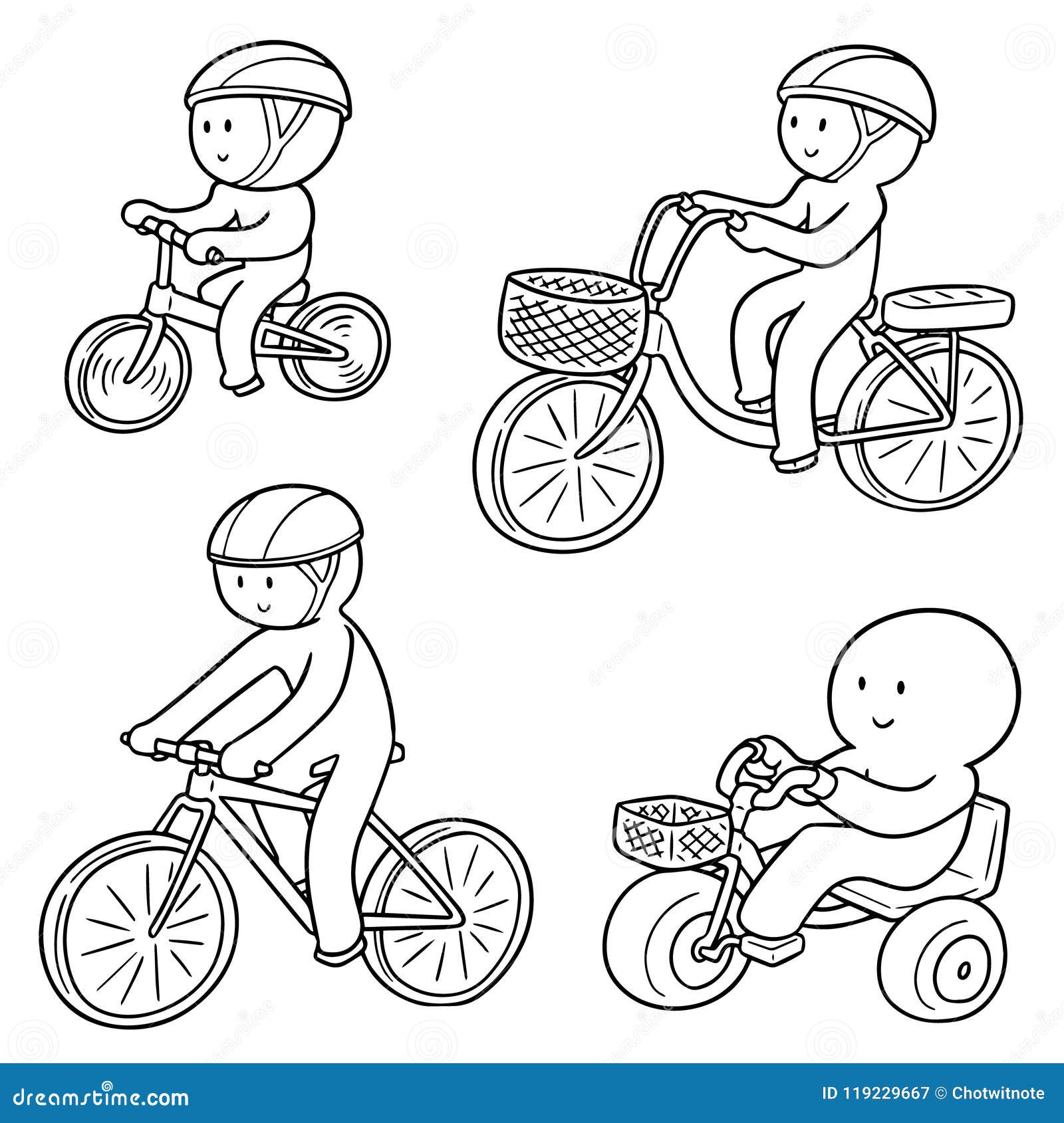 Vector set of cyclist stock vector. Illustration of street - 119229667