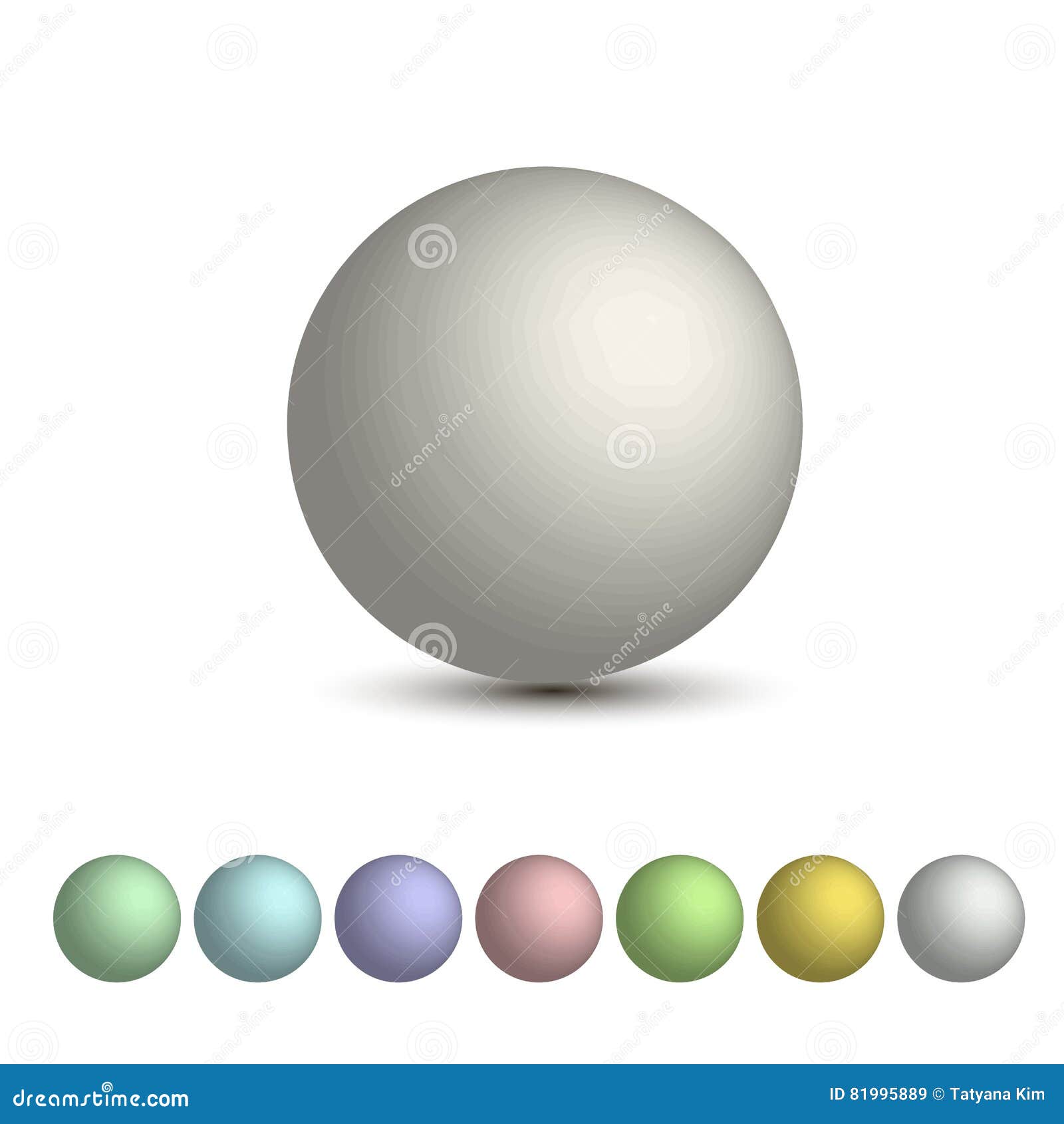 Vector Set of 3D Balls , a Palette of Pastel Shades. Round 3D Sphere ...