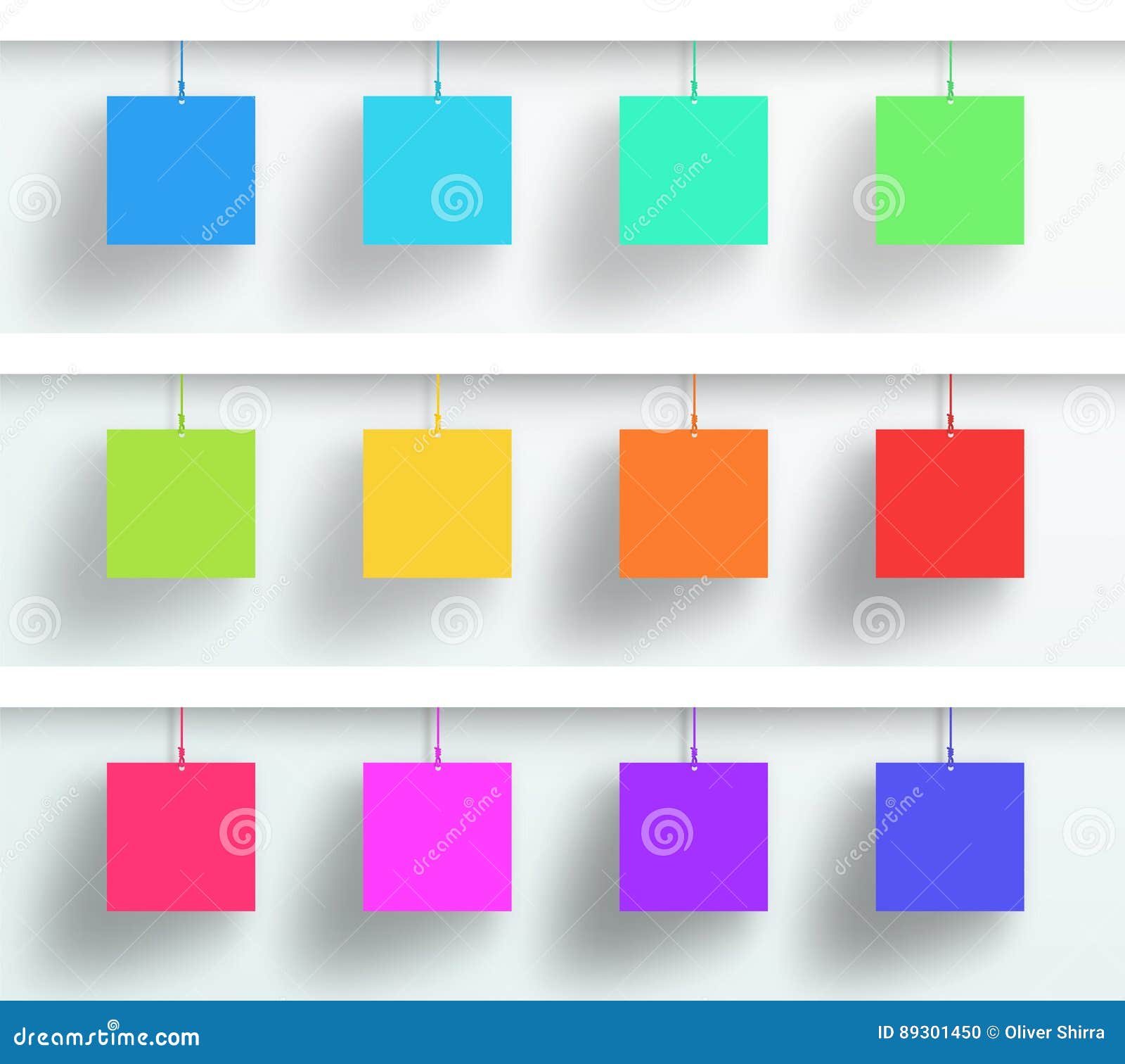 Vector Set of 3d Blank Colorful Square Frames Hanging Stock Vector ...