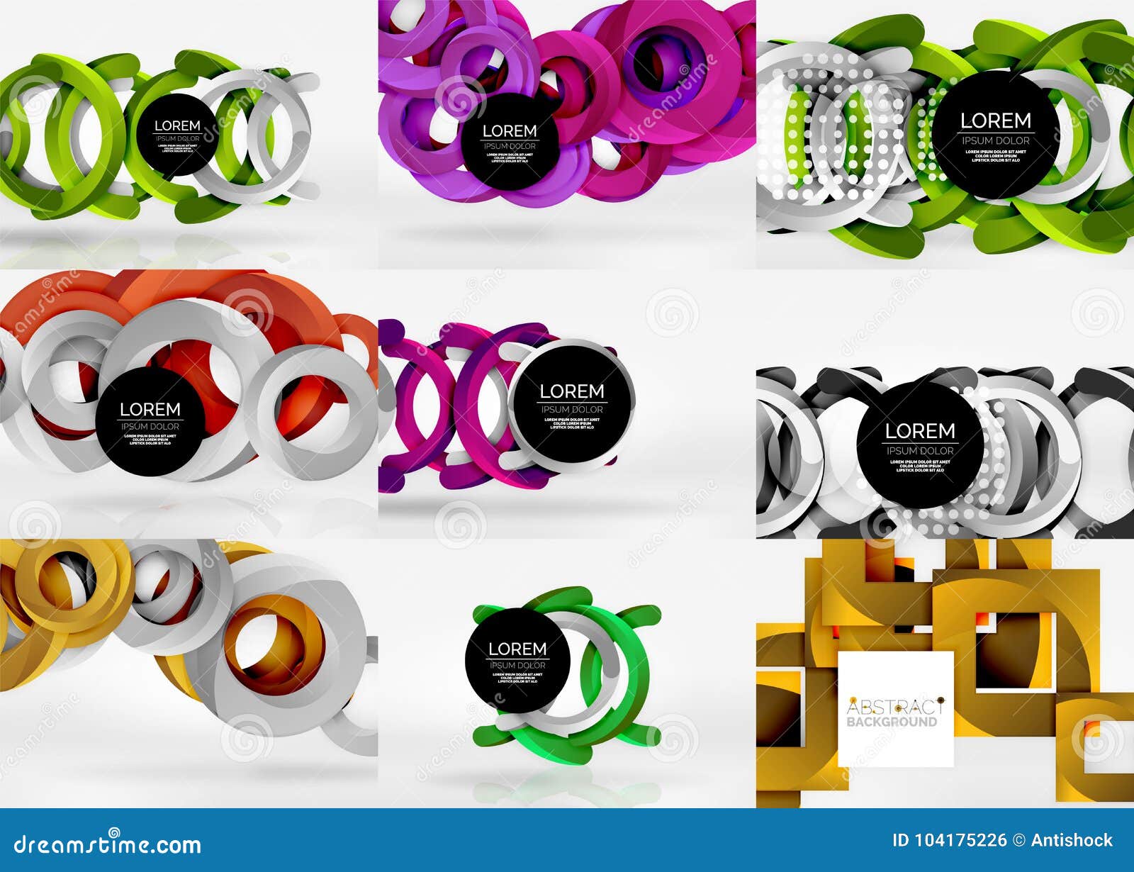 Vector Set of 3d Circle Abstract Backgrounds Stock Vector ...