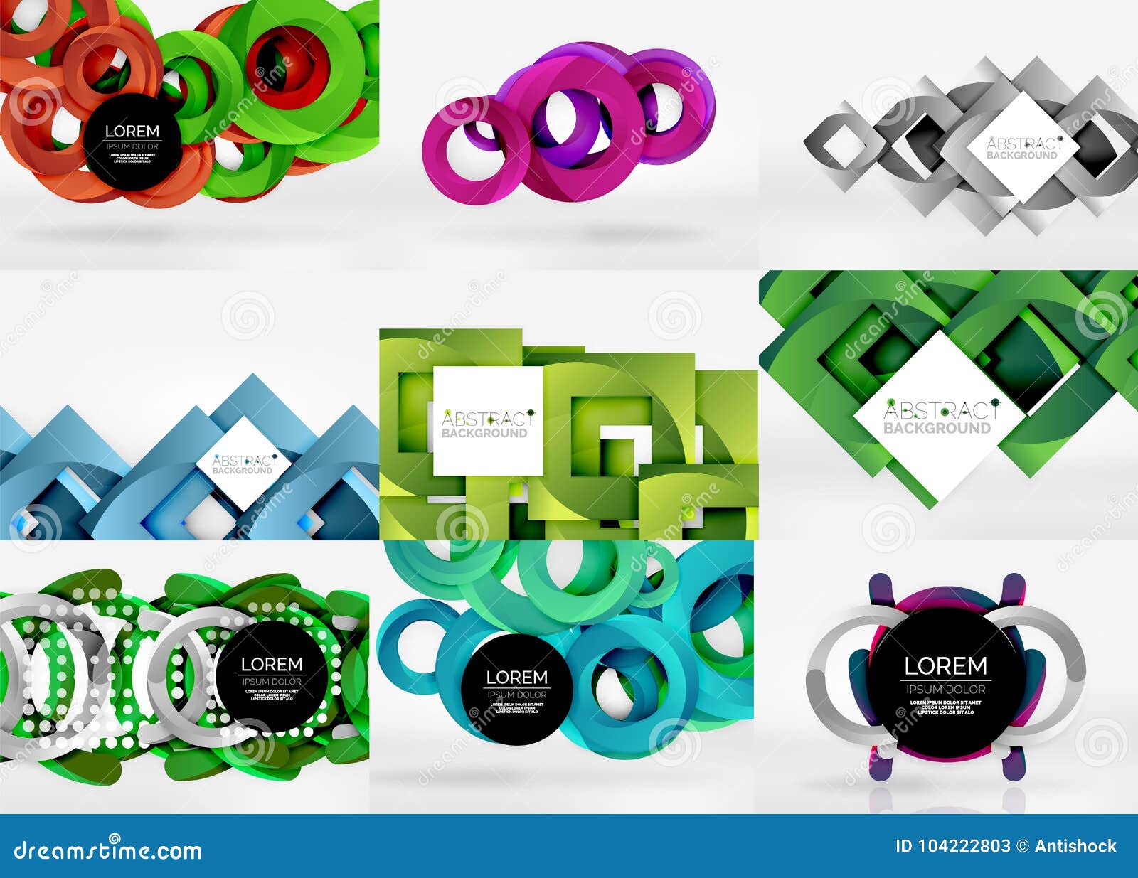 Vector Set of 3d Circle Abstract Backgrounds Stock Vector ...