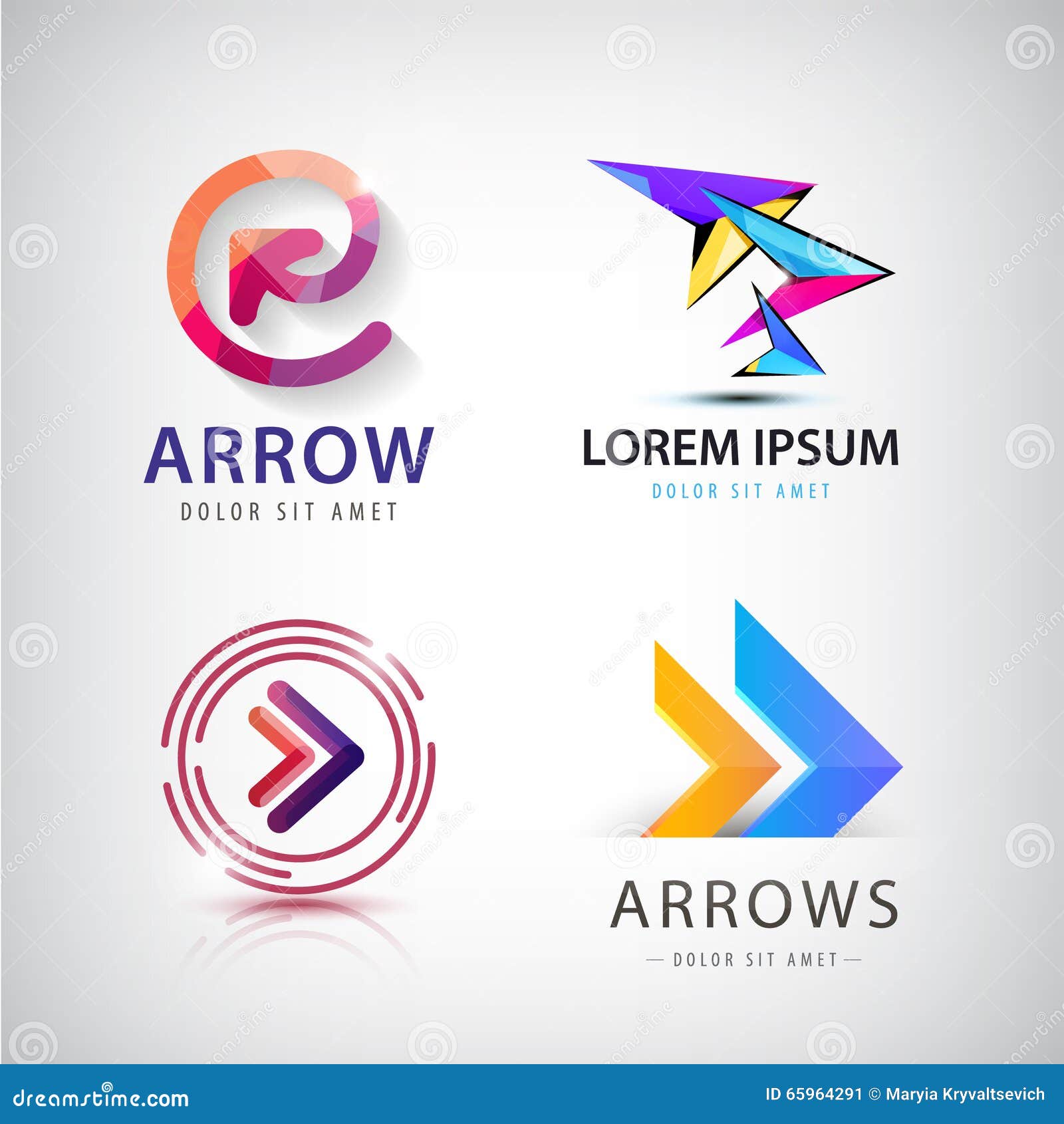 Vector Set of 3d Colorful Arrow Logos, Icons Stock Vector ...