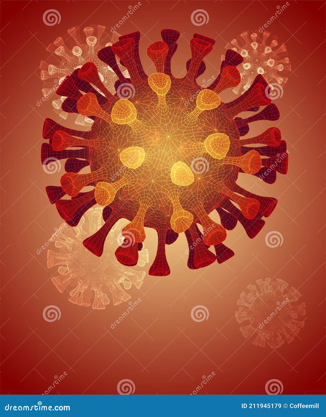 Vector Set of 3d Models of Corono Virus and Bacteria on a Colored ...