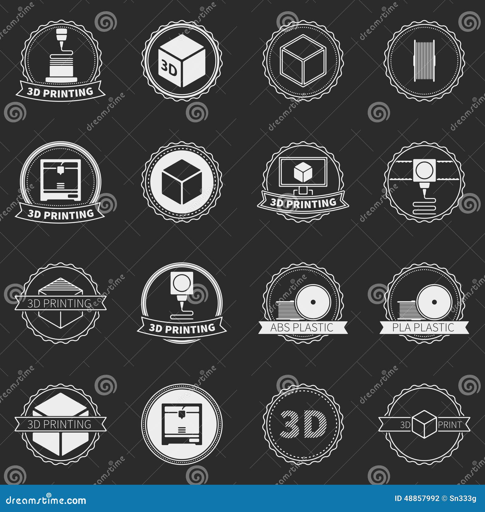 Vector Set of 3D Printer Logos or Icons Stock Illustration ...