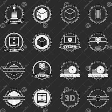 Vector Set of 3D Printer Logos or Icons Stock Illustration ...