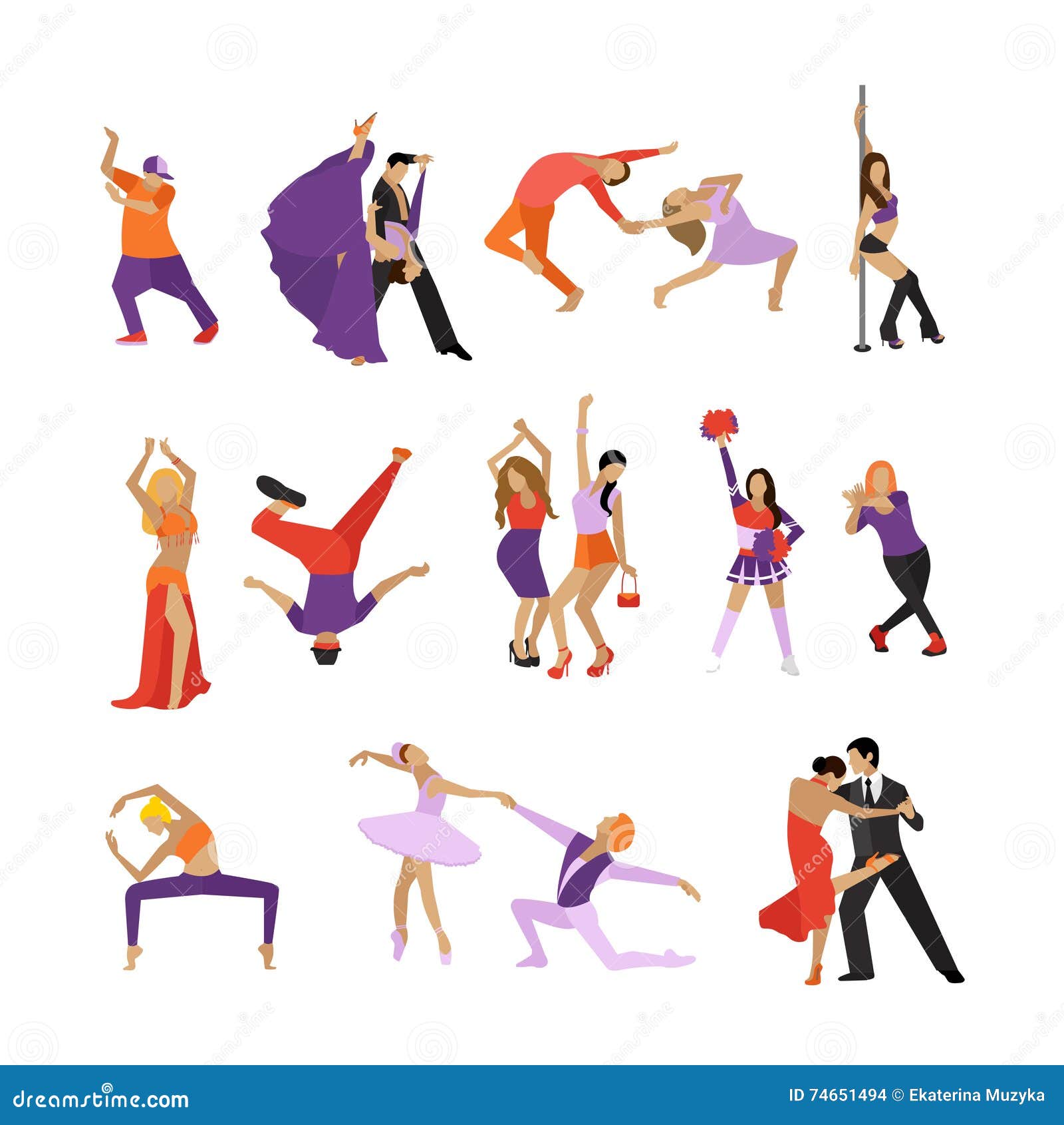 Vector Set of Dancing People. Dance Design Elements and Icons Stock ...