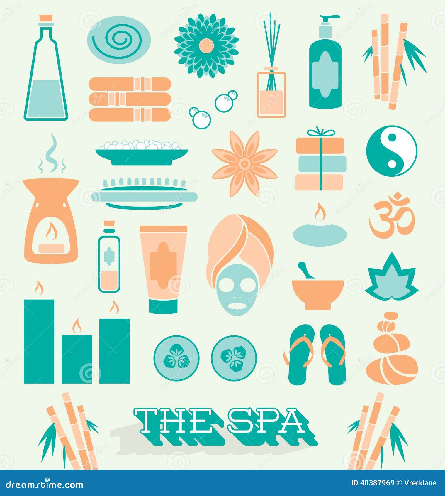 Vector Set: Day at the Spa Icons and Symbols Stock Vector ...
