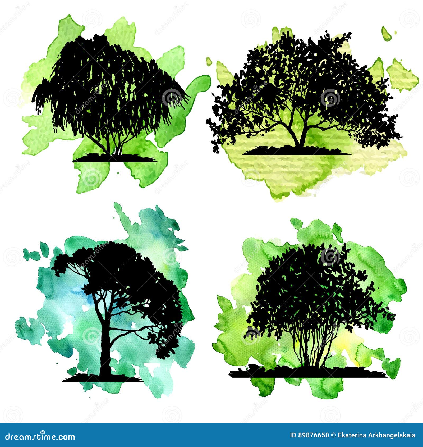 Vector Set of Deciduous Trees Stock Vector - Illustration of foliage ...