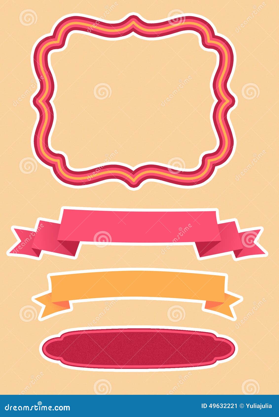 Vector Set for Decoration - Ribbons and Frame Stock Illustration ...