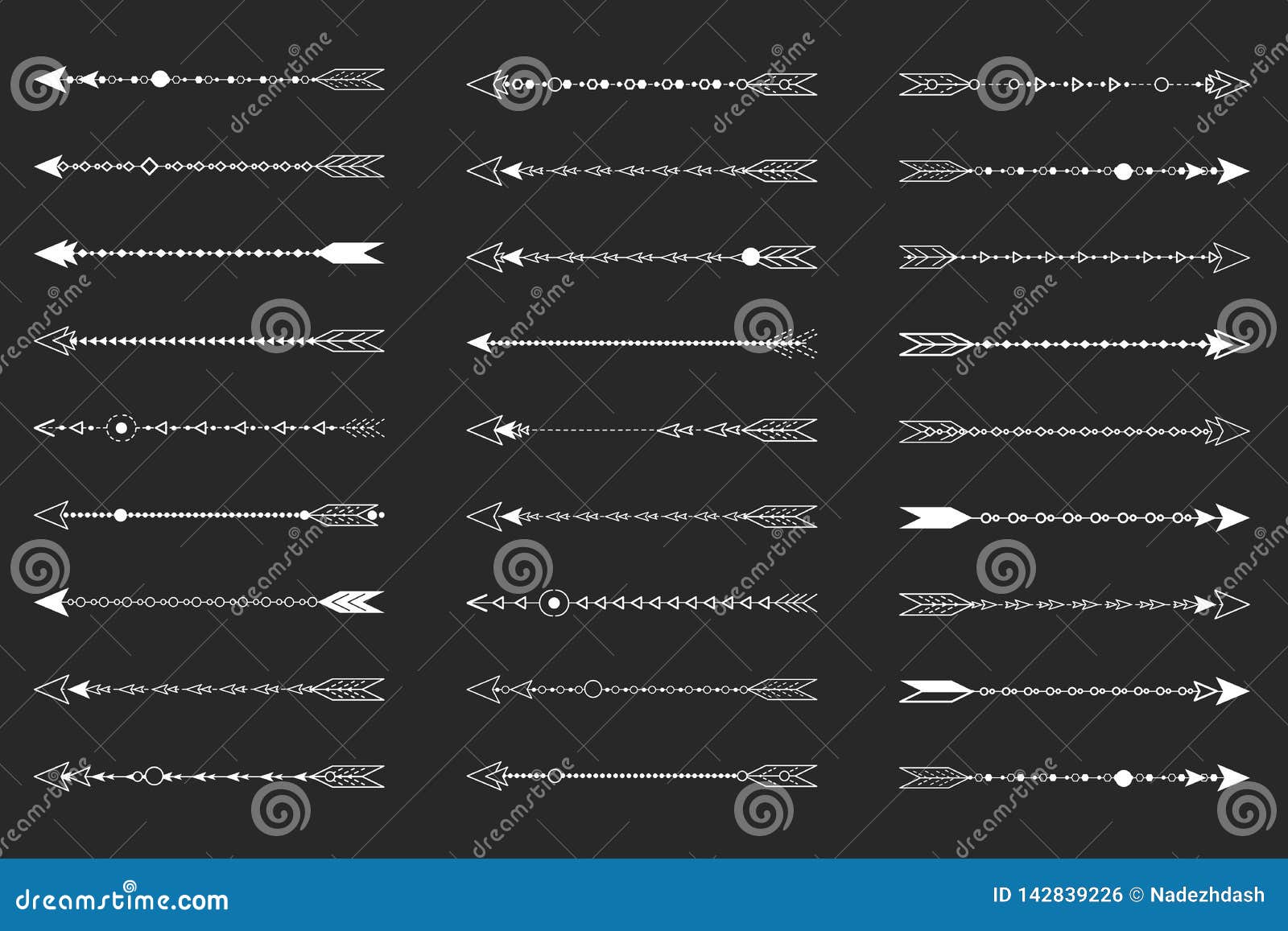 Vector Set of Decorative Arrows Stock Vector - Illustration of icon ...