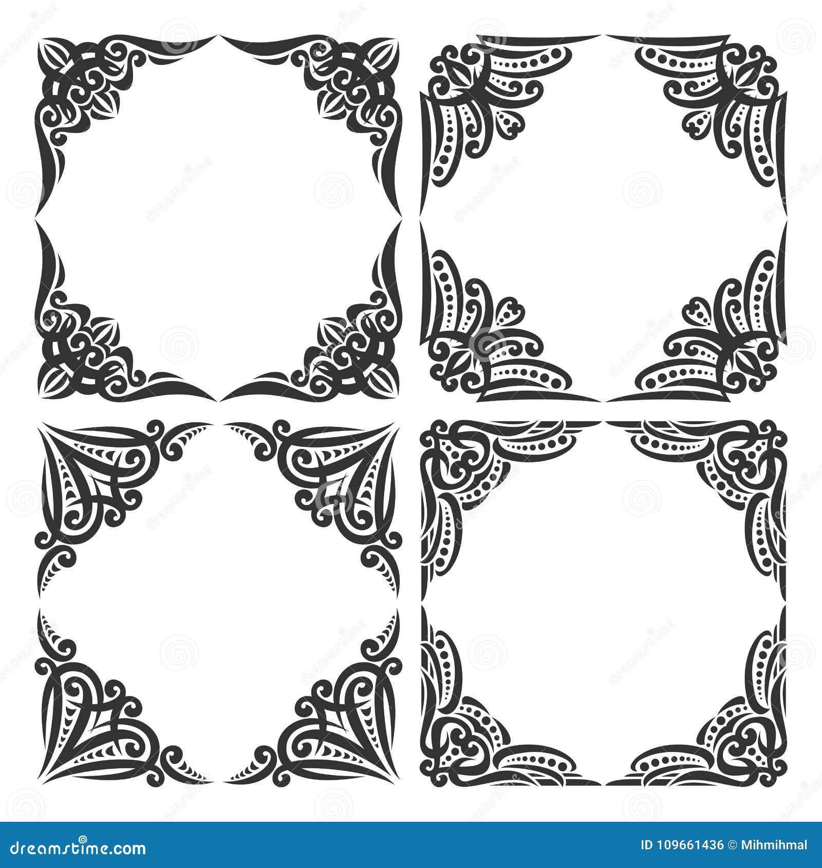 Vector Set of Decorative Black Frames Stock Vector - Illustration of ...
