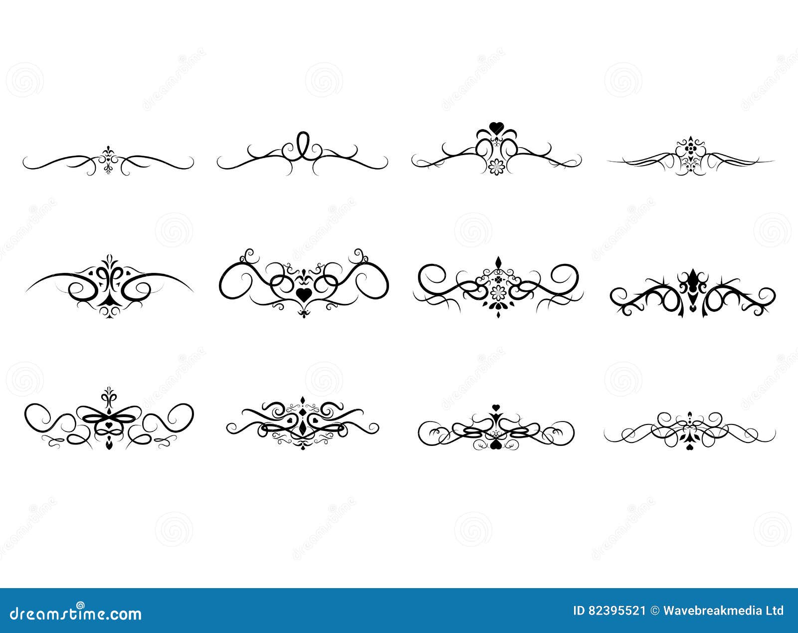 Vector Set of Decorative Curly Shapes Stock Vector - Illustration of ...