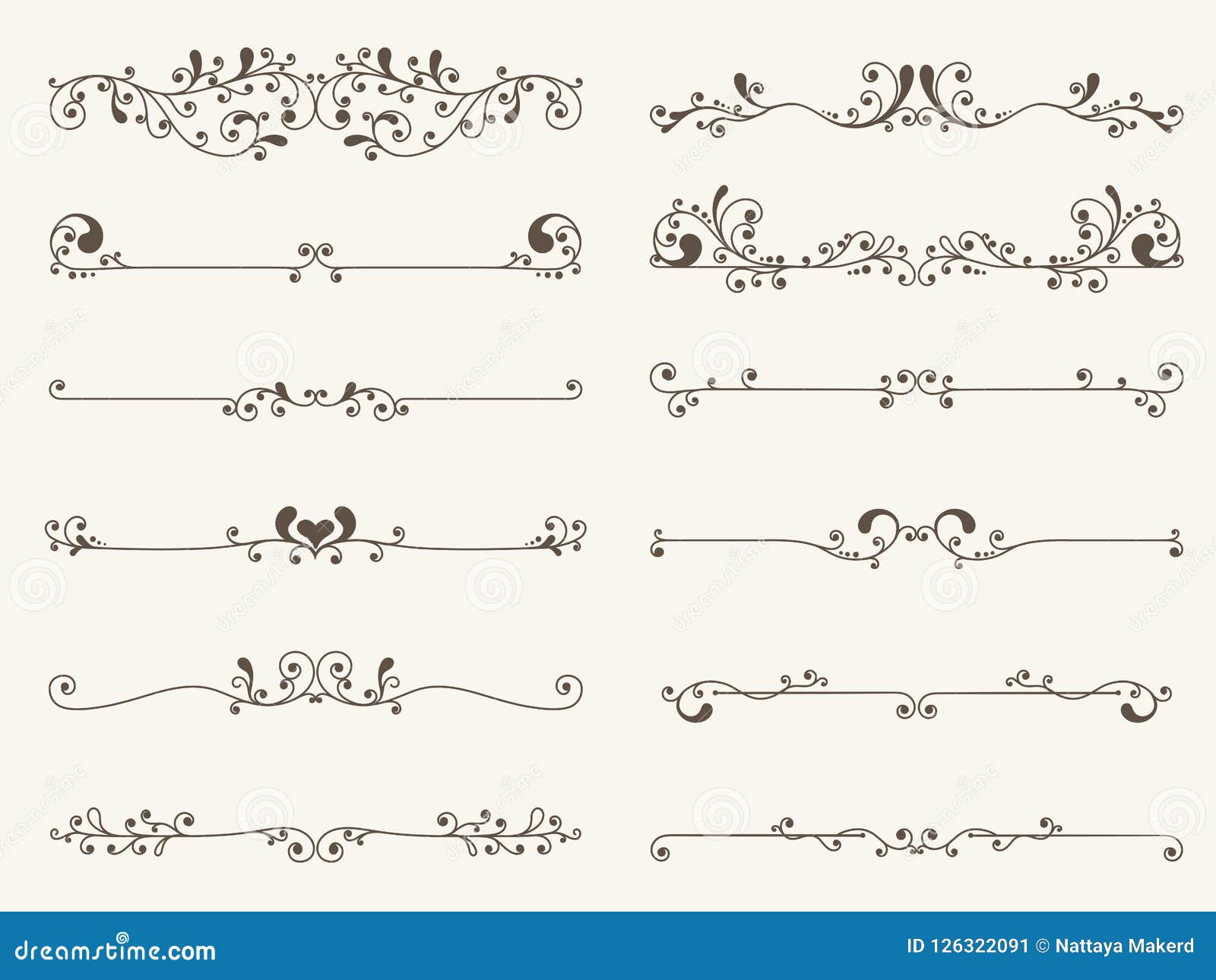 Vector Set of Decorative Elements, Border and Page Rules Frame Stock ...