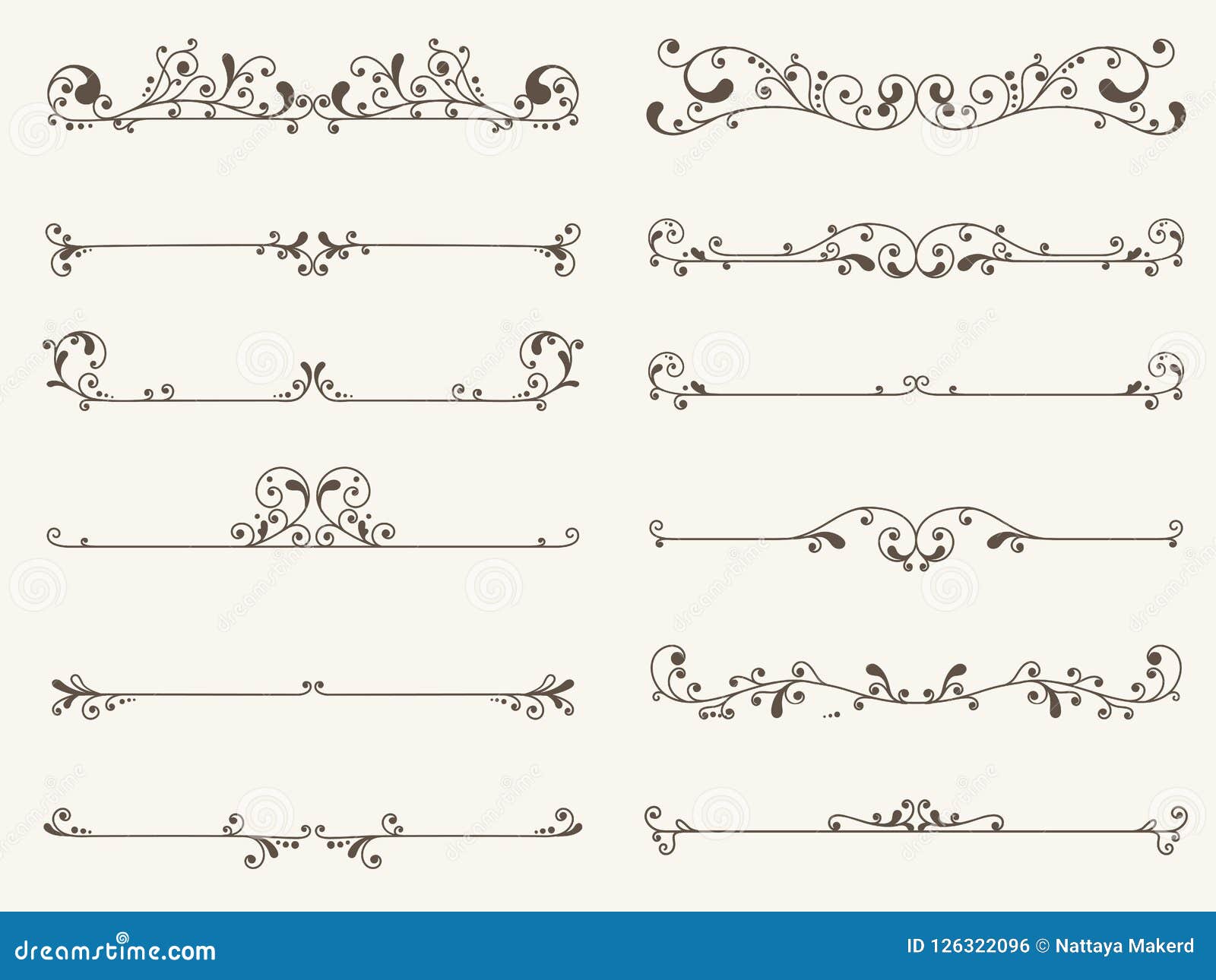 Vector Set of Decorative Elements, Border and Page Rules Frame Stock ...