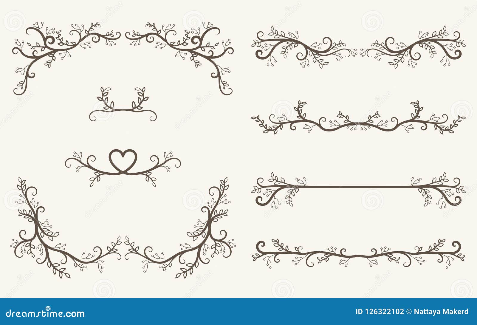 Vector Set of Decorative Elements, Border and Page Rules Frame Stock ...