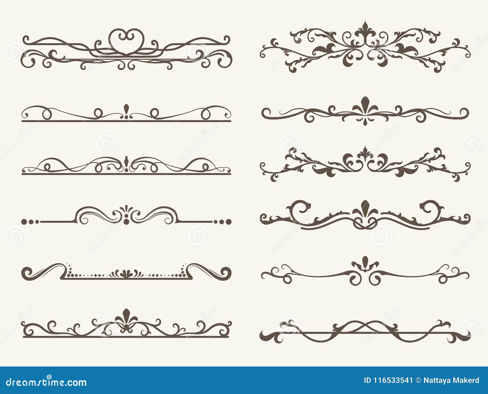 Vector Set of Decorative Elements, Frame and Line Vintage Style Stock ...