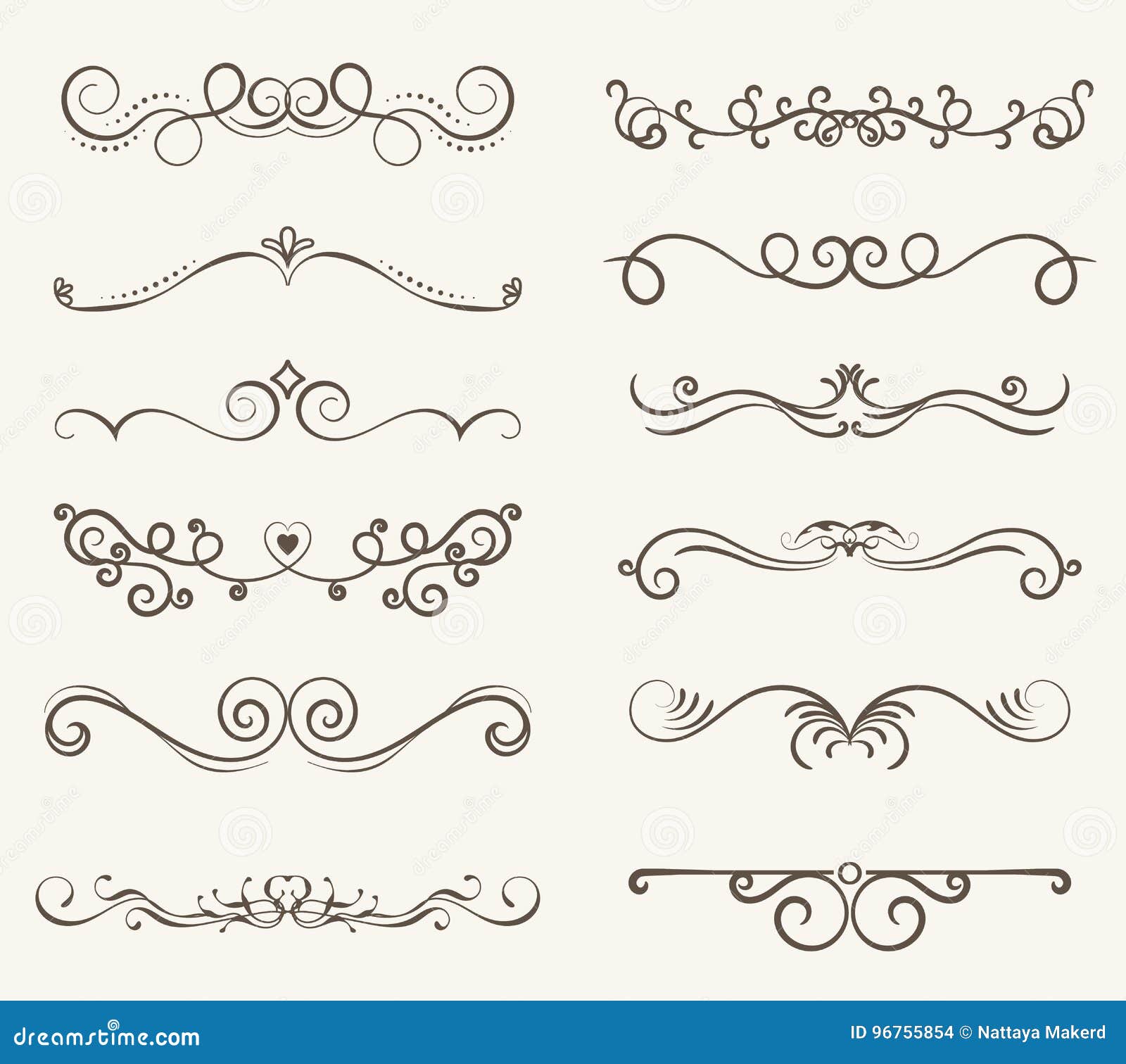 Line Vintage Separator. Decorative Elegant Retro Fancy Lines Dividers ...