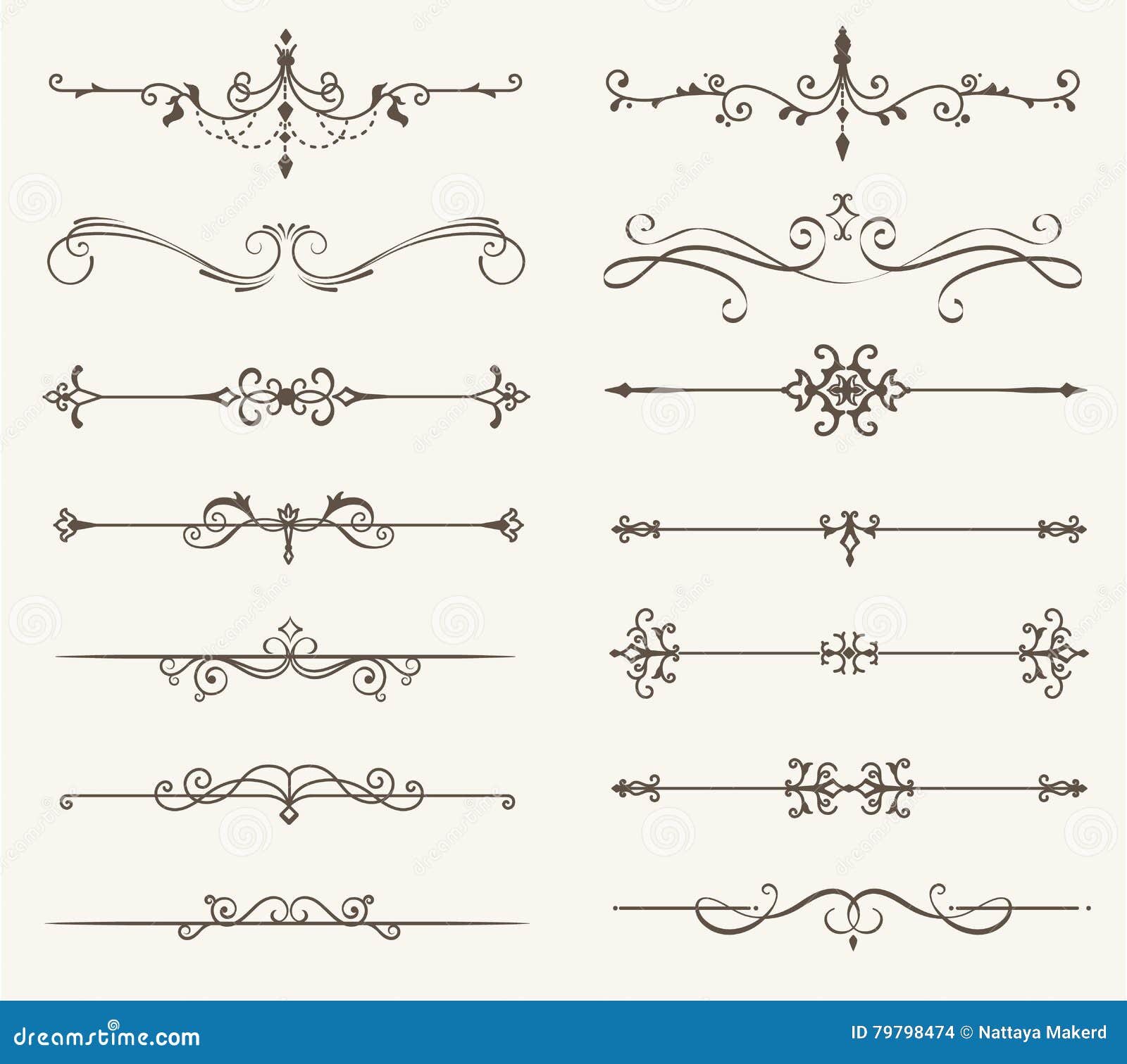 Vector Set of Decorative Elements, Line and Page Rules Frame Stock ...
