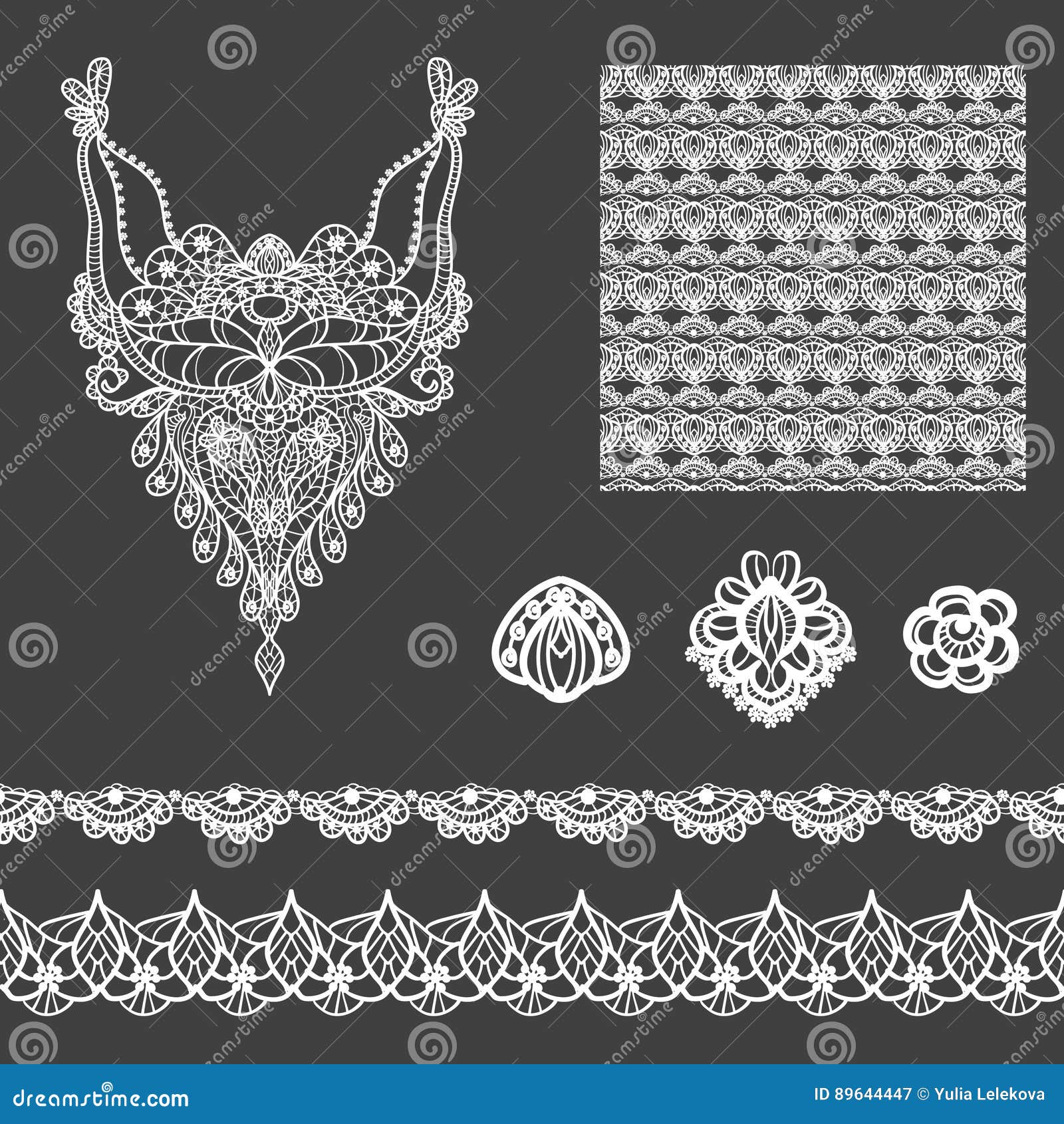 Vector Set of Decorative Lace Elements for Design and Fashion in Ethnic ...