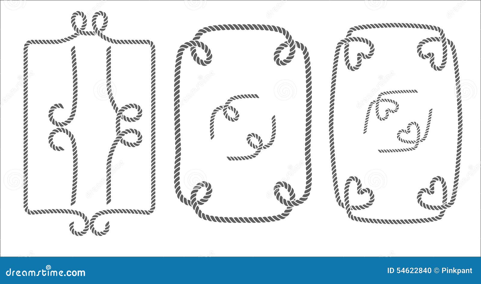 Vector Set of Decorative Rope Borders, Frames and Elements Black and ...