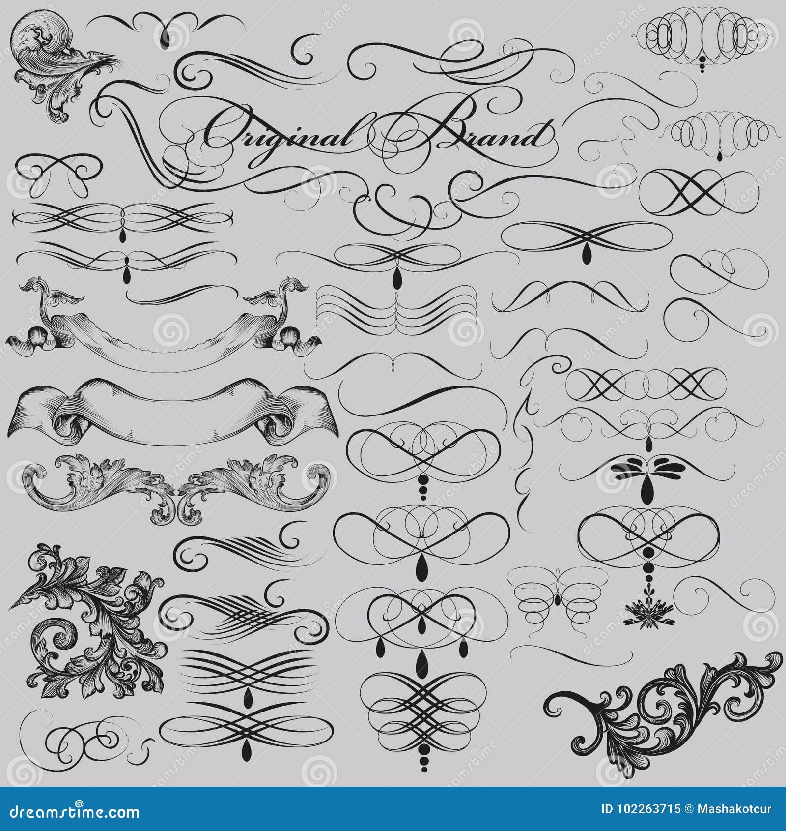 Vector Set of Decorative Vintage Elements Stock Vector - Illustration ...