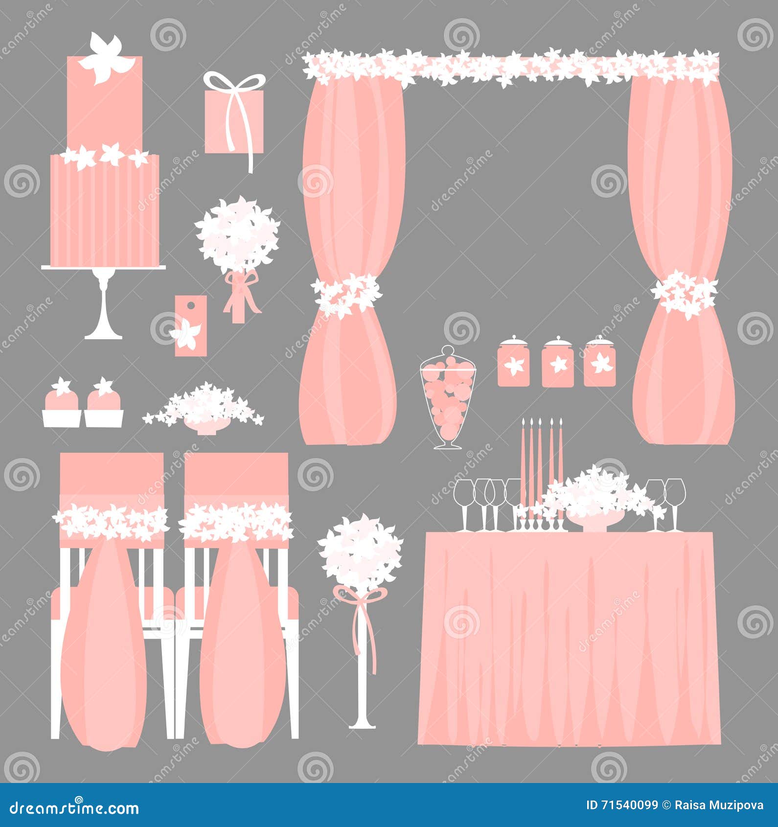 Vector Set of Decorative Wedding Elements.. Stock Vector - Illustration ...