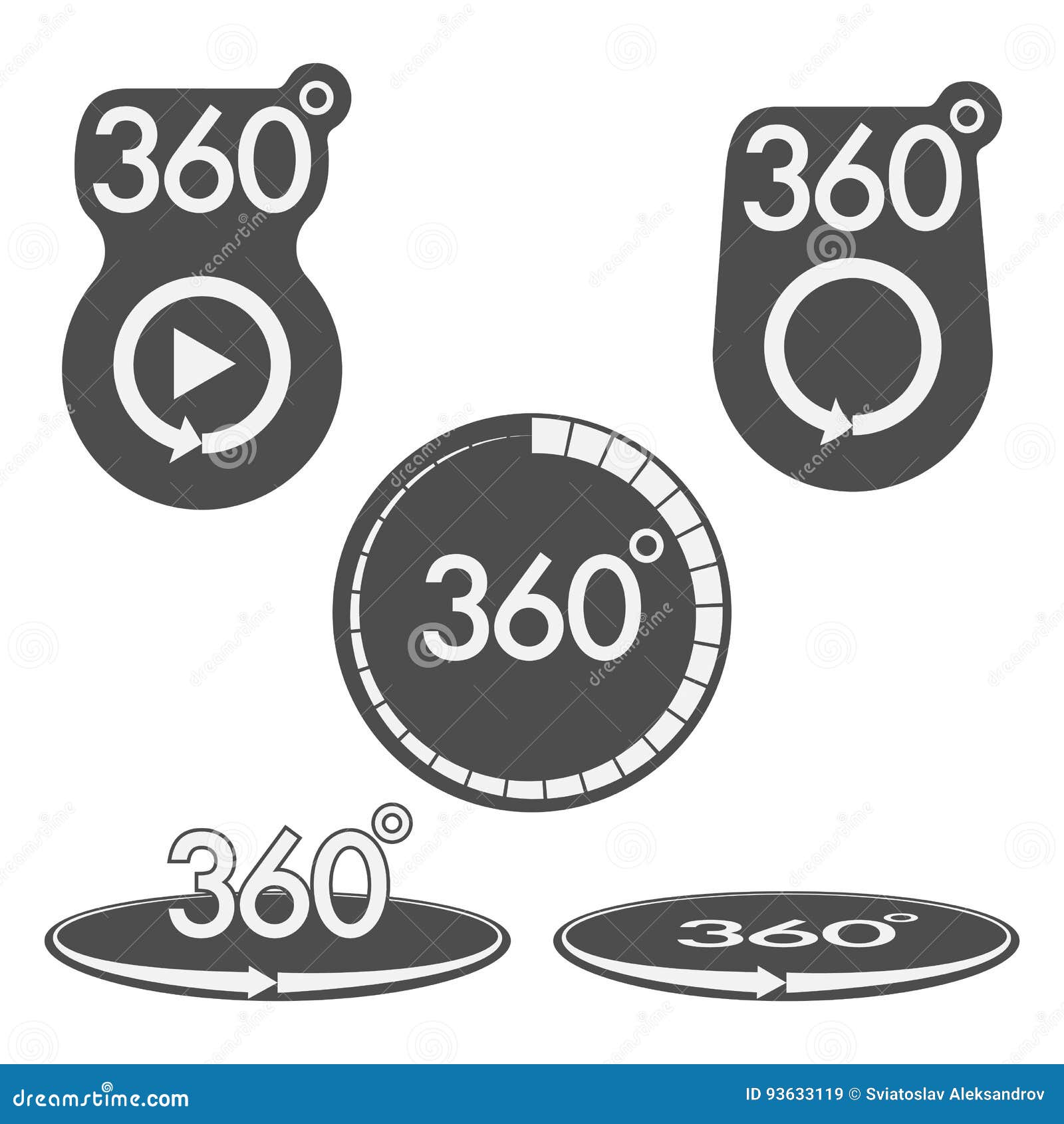 Vector Set of 360 Degrees Signs and Badges Stock Vector - Illustration ...