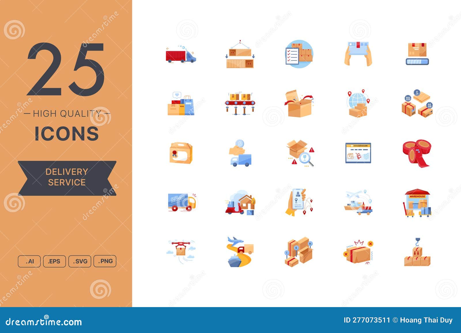 Vector Set of Delivery Service Icons Stock Vector - Illustration of ...