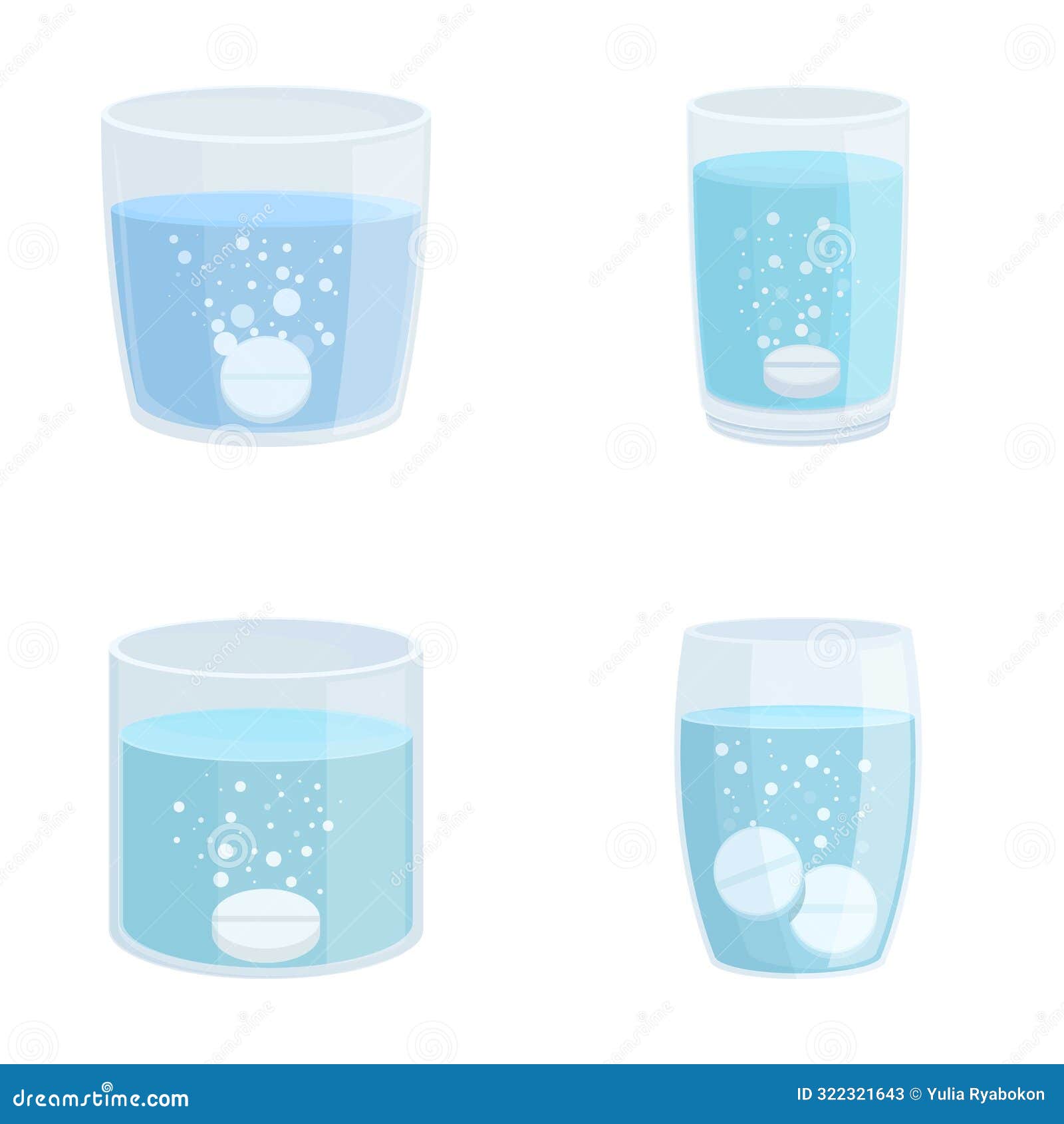 Stages of Dissolving Tablet in Water Illustration Stock Vector ...