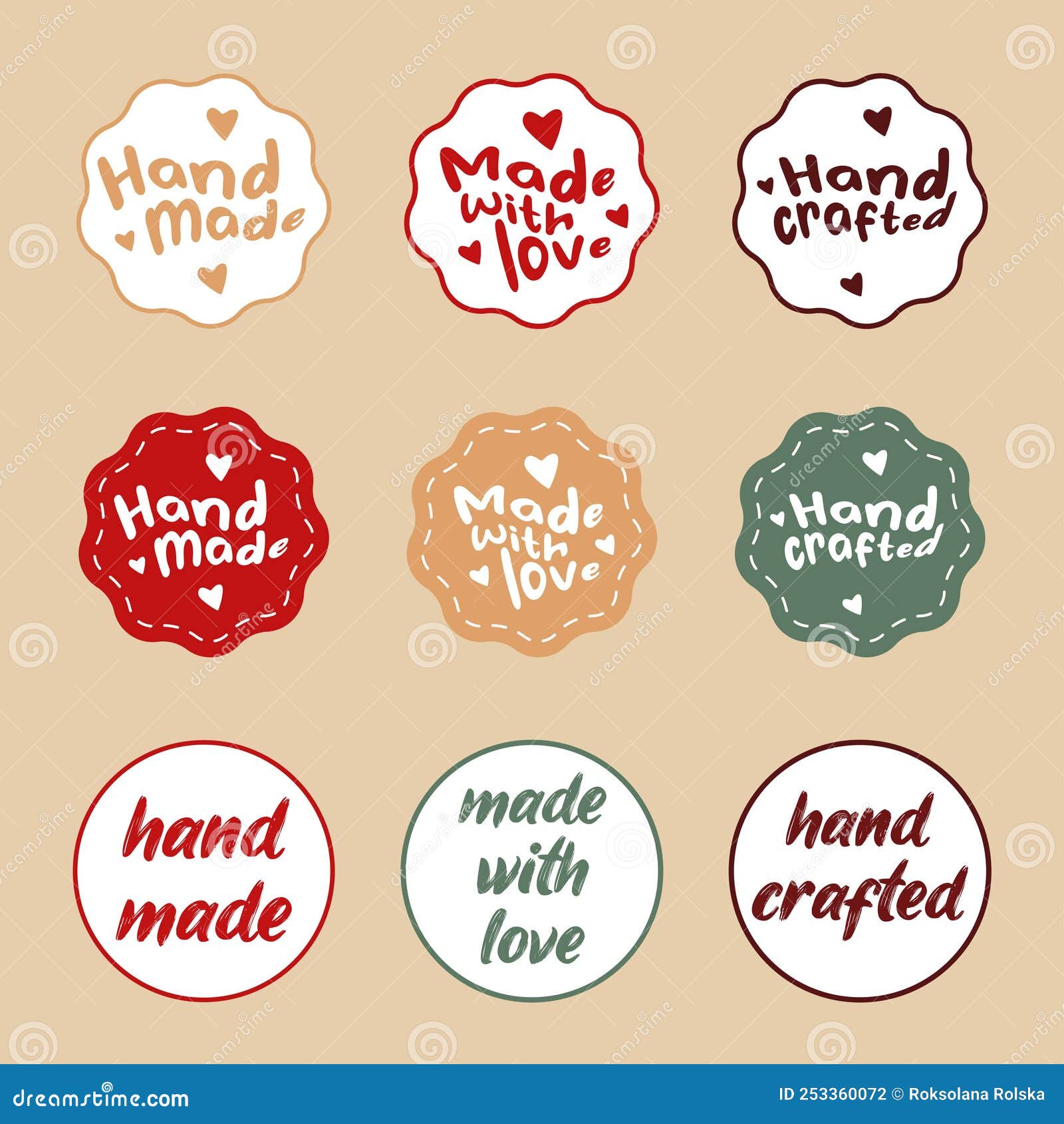 Vector Set of Design Elements and Badges. Hand-made, Made with Love ...