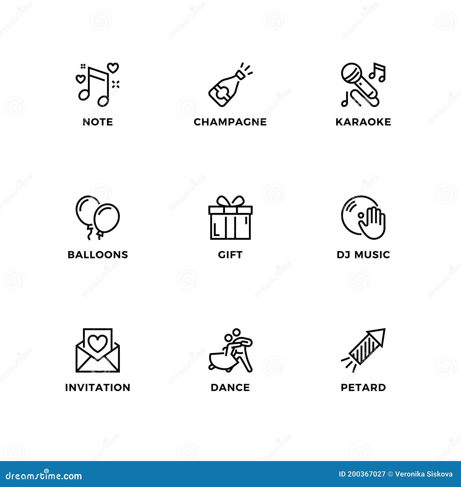 Vector Set of Icons for Party Stock Vector - Illustration of ...
