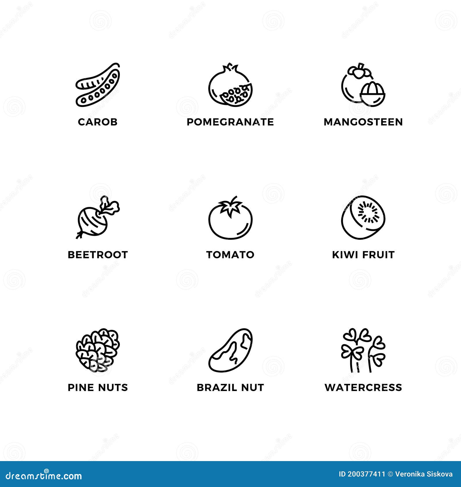 Vector Set of Icons for Super Food Stock Vector - Illustration of ...