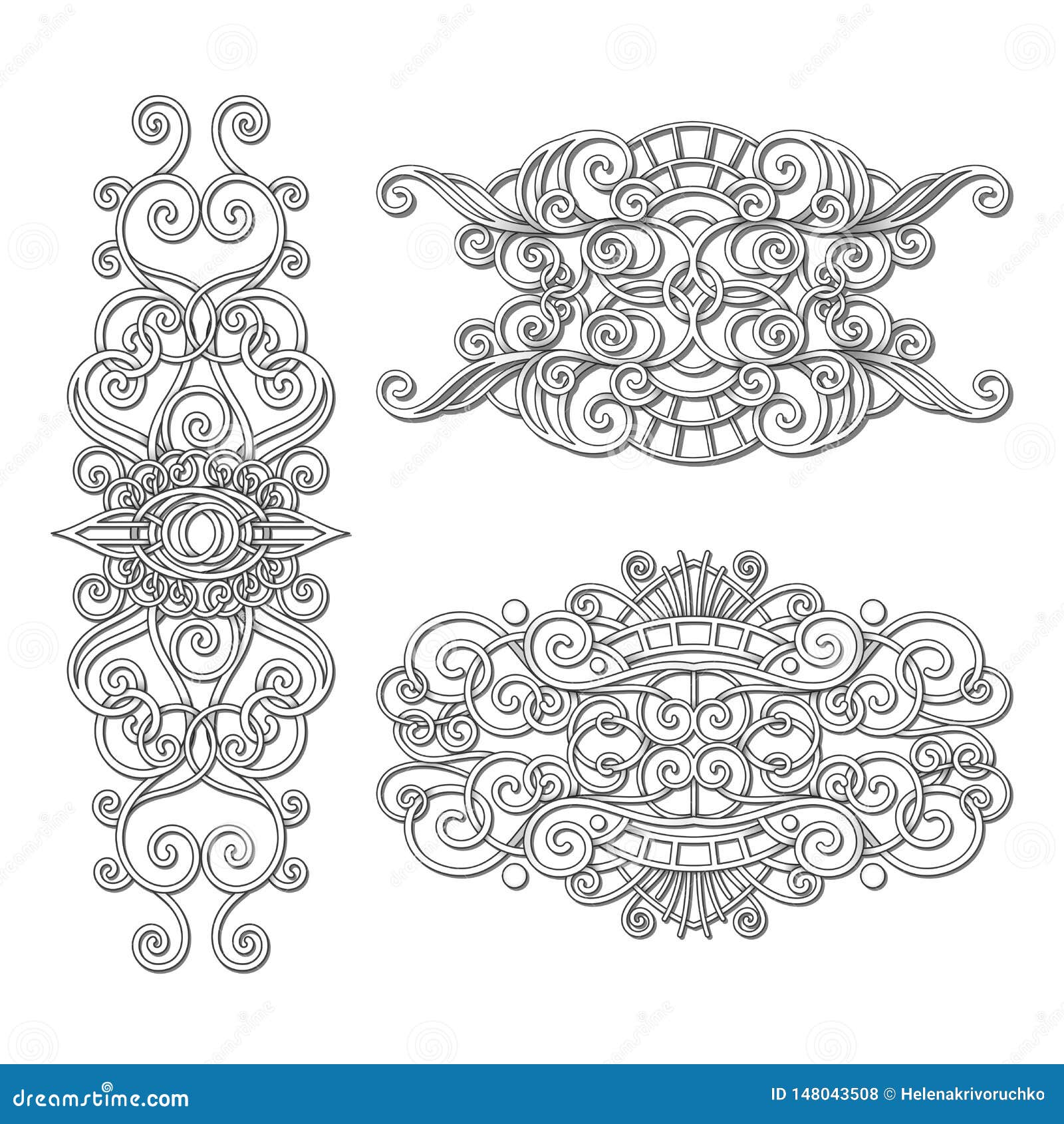 Vector Set of Design Elements for Page Decorations. Border. Design Elements in Linear Style ...