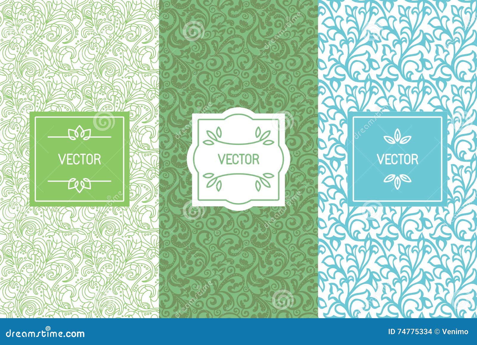 Vector Set of Design Elements, Seamless Patterns and Label Template ...