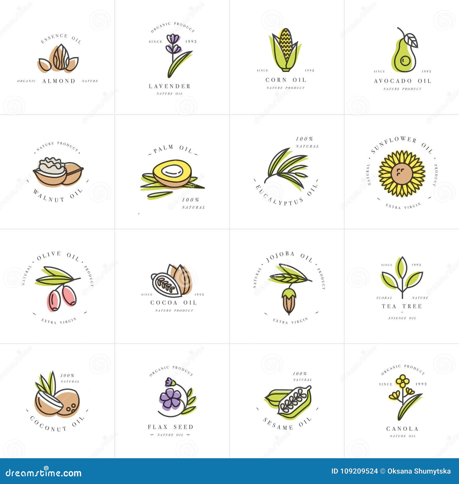 Vector Set Design Templates and Emblems - Healthy and Cosmetics Oils ...