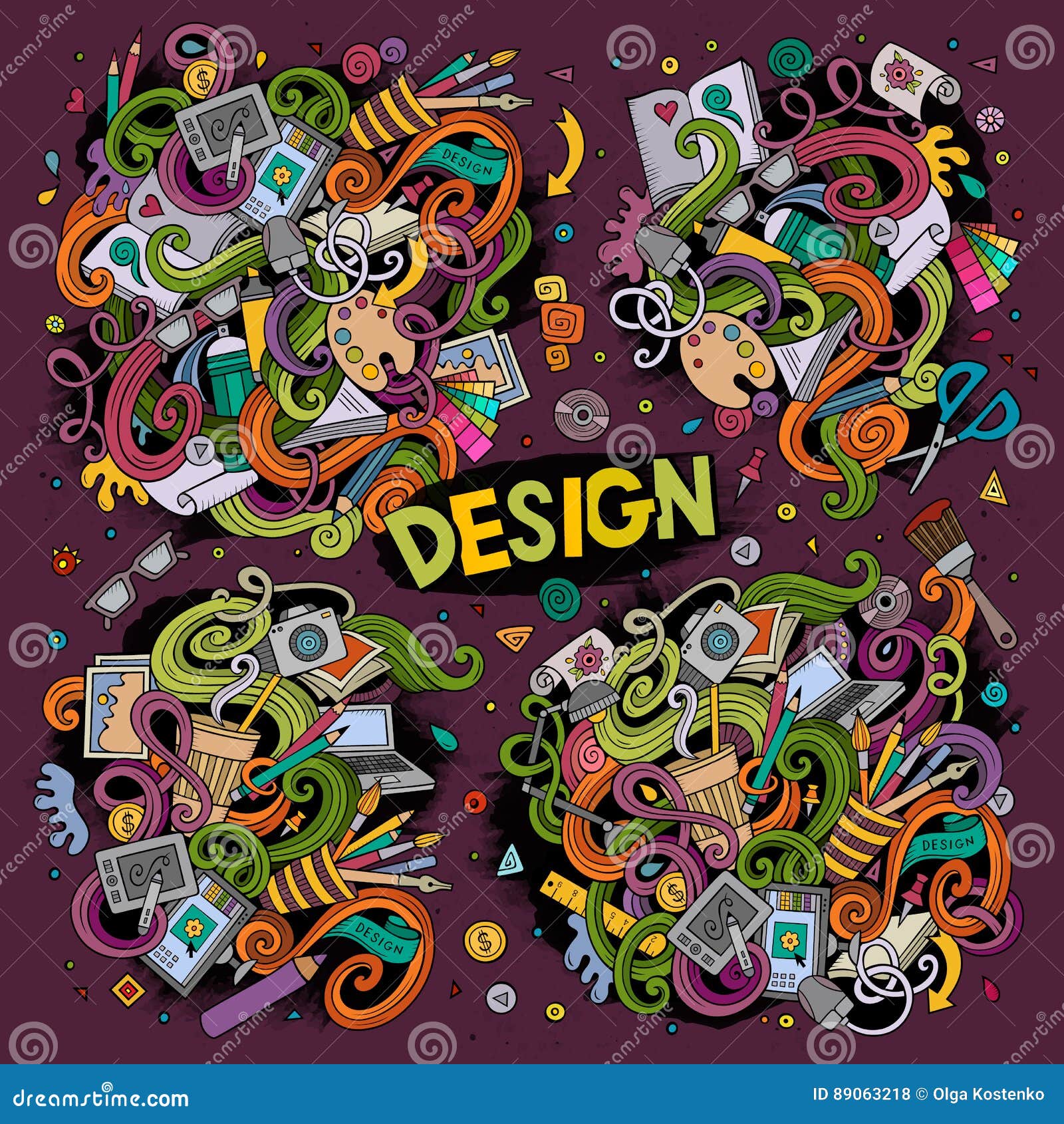 Vector Set of Design Theme Items Stock Vector - Illustration of ...