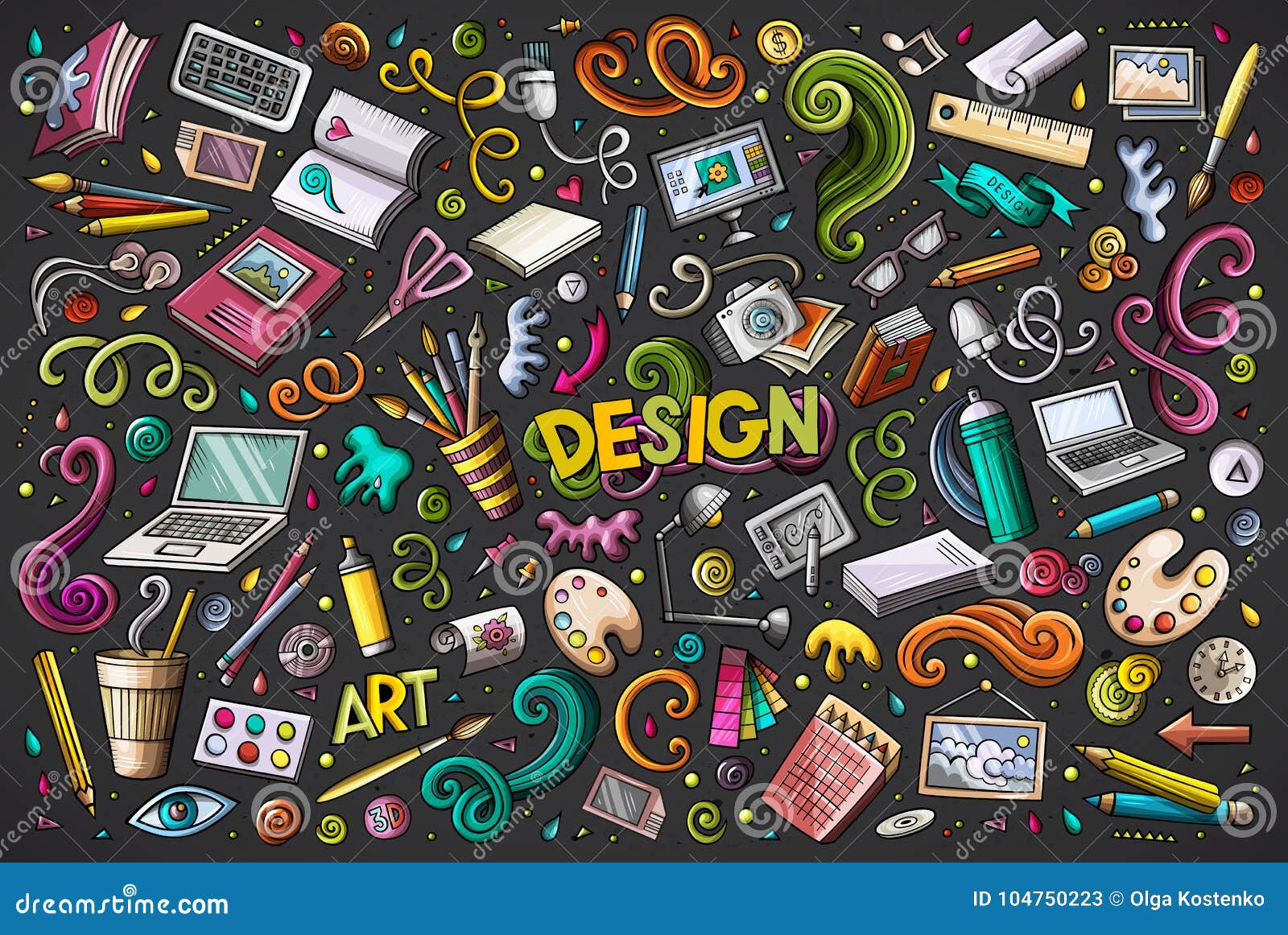 Vector Set of Design Theme Items Stock Vector - Illustration of brush ...