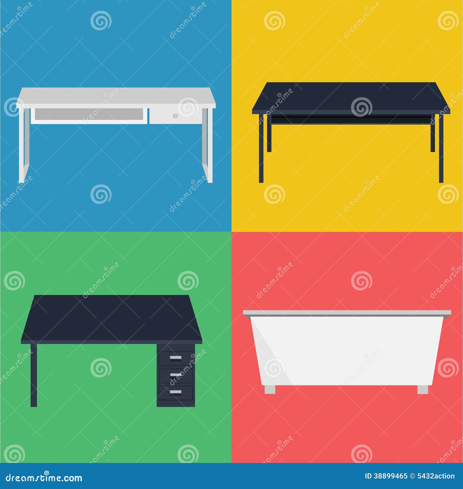 Vector set of Desk eps 10 stock vector. Illustration of work - 38899465