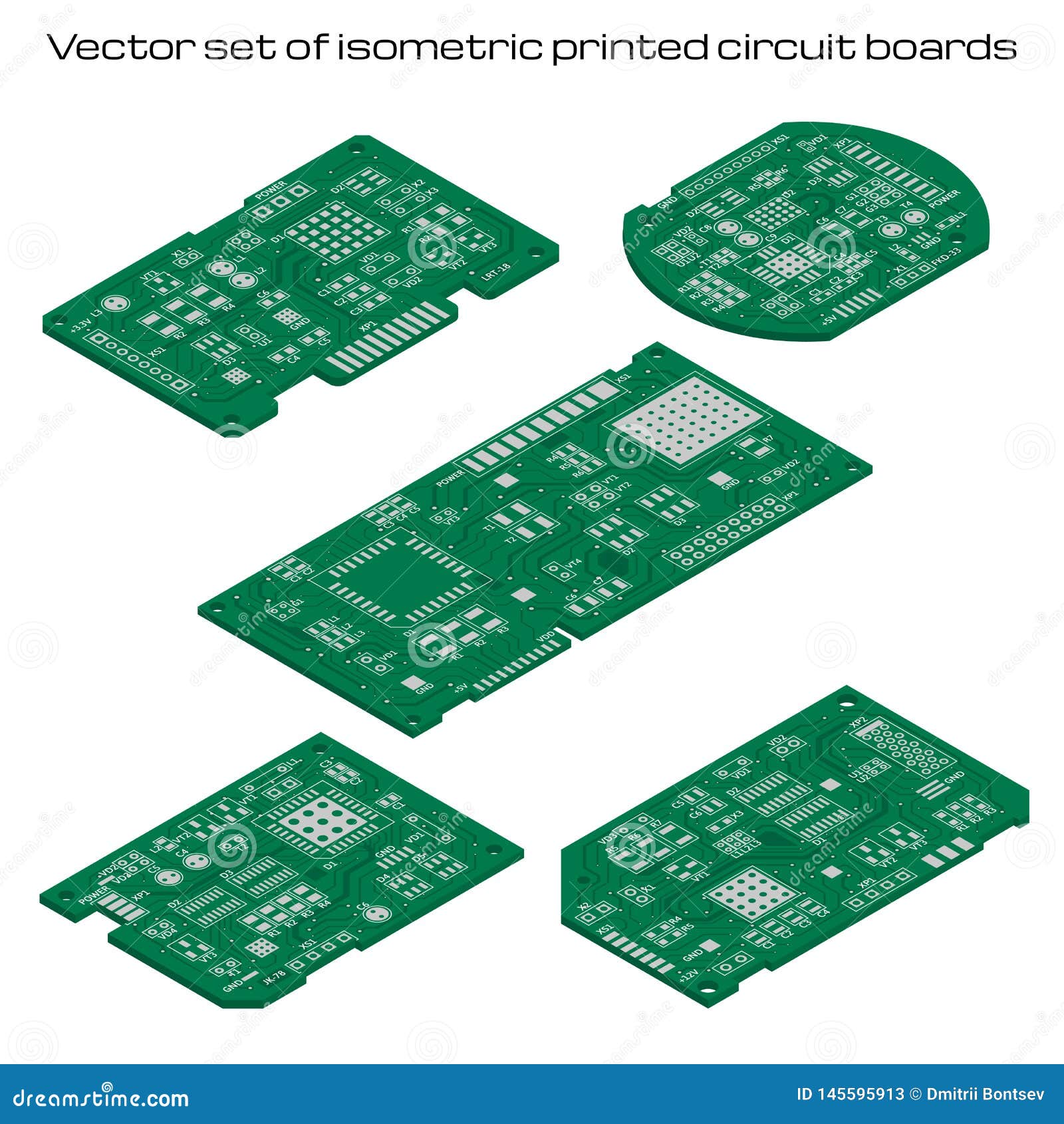 Vector Set of Detailed Printed Circuit Boards Stock Vector ...